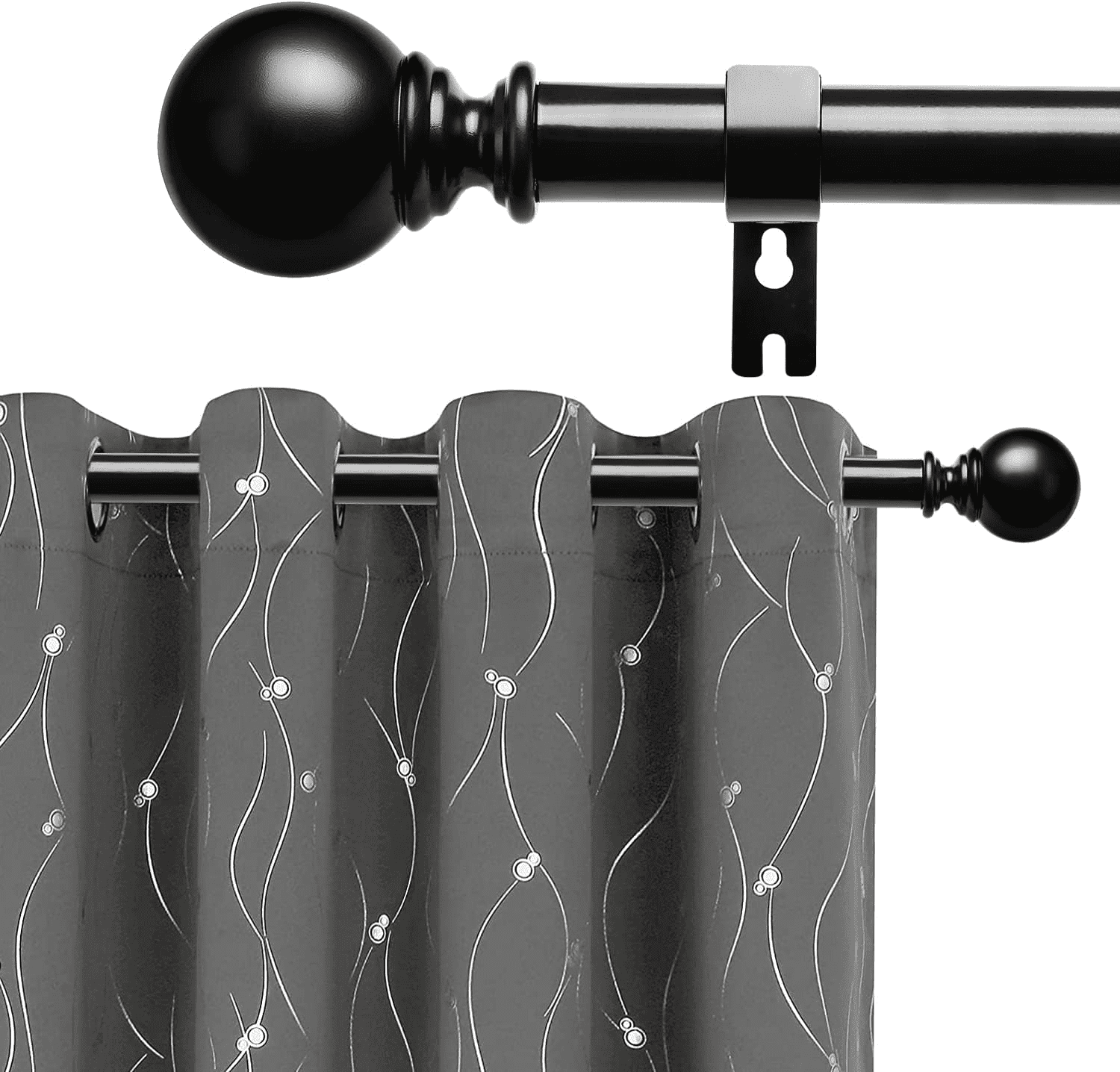 WIDYANA Black Curtain Rods for Window 30 to 62 inches Adjustable 1 inch ...