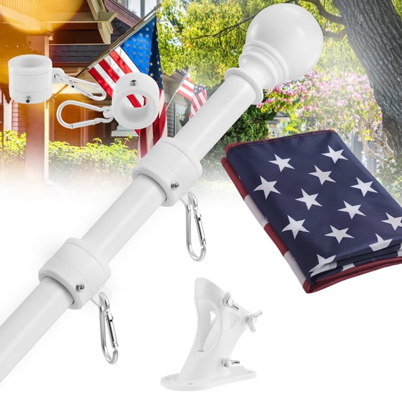 Widyana 6Ft Metal Flag Pole Kit, Includes 3x5Ft Embroidered US Flag ...