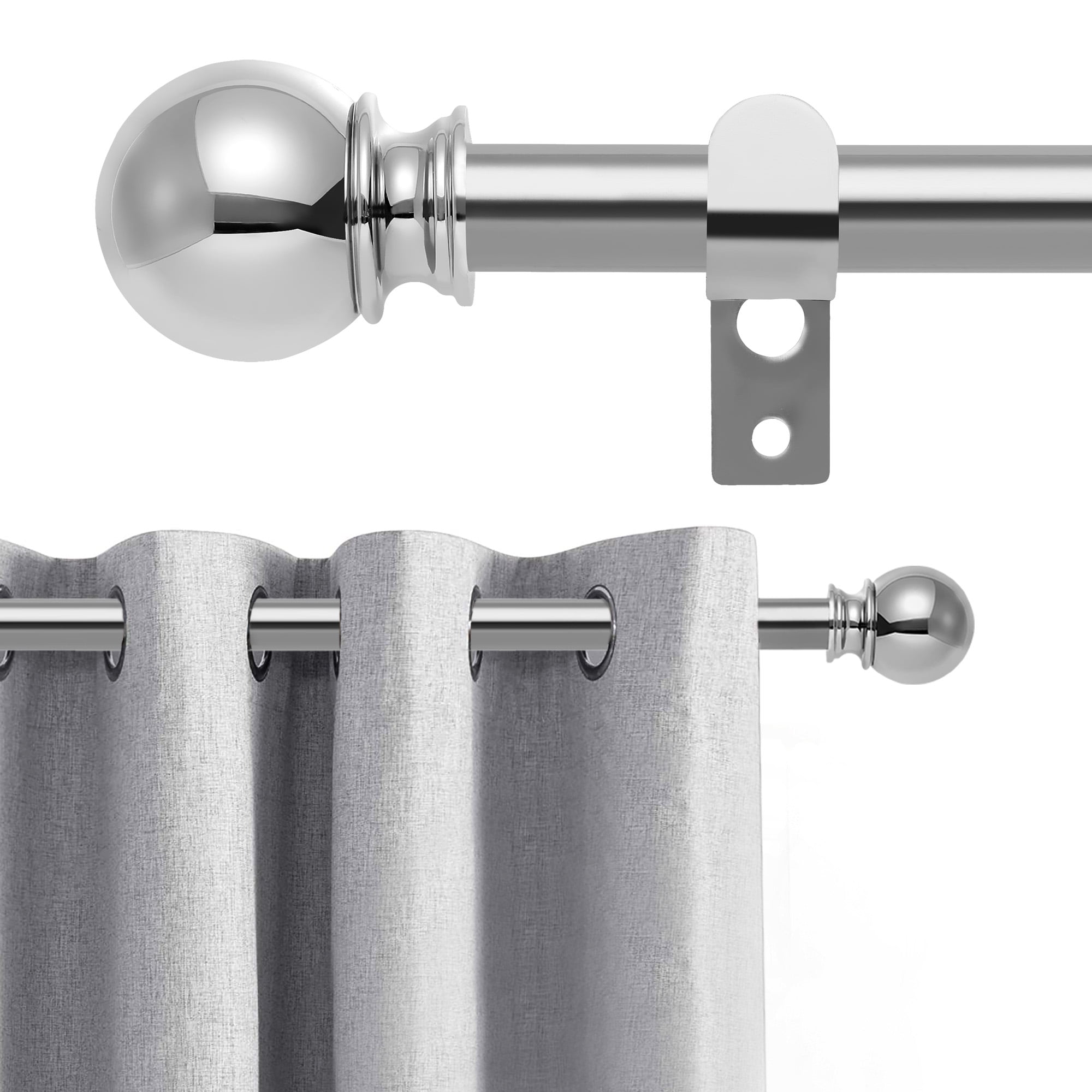 WIDYANA Silver Curtain Rods for Window 30 to 48 inches Adjustable 1 ...