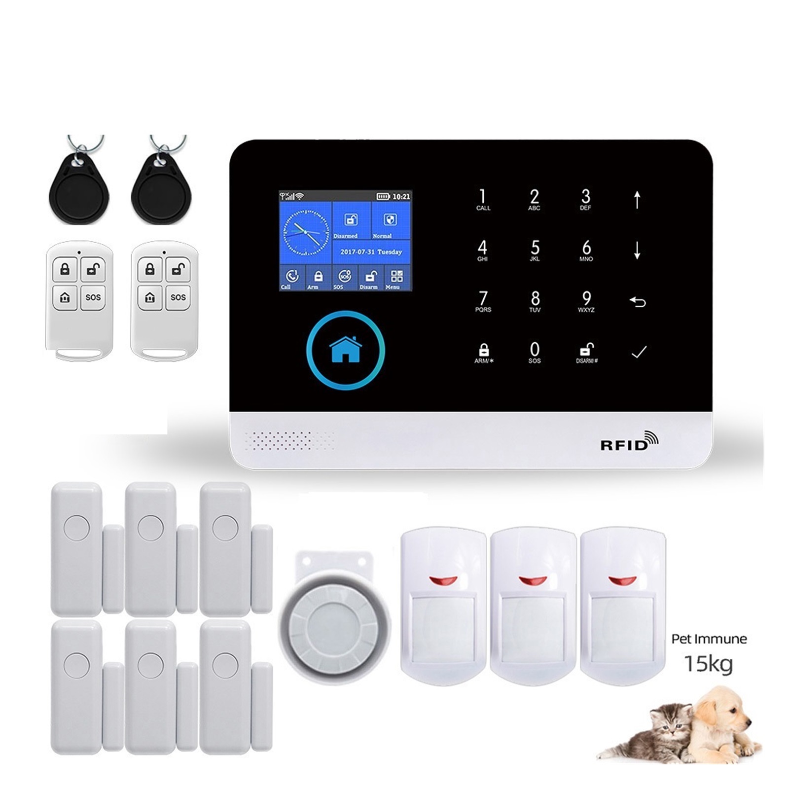 WIFI 4G Home Security Alarm System With Pet Motion Sensor Indoor Strobe Siren Burglar For TUYA ...