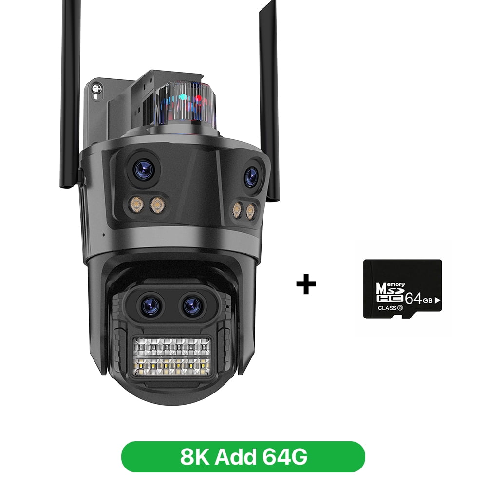 WIFI 8K 8X Zoom IP Camera Four Lens Four Screen Human Detecton Camera ...