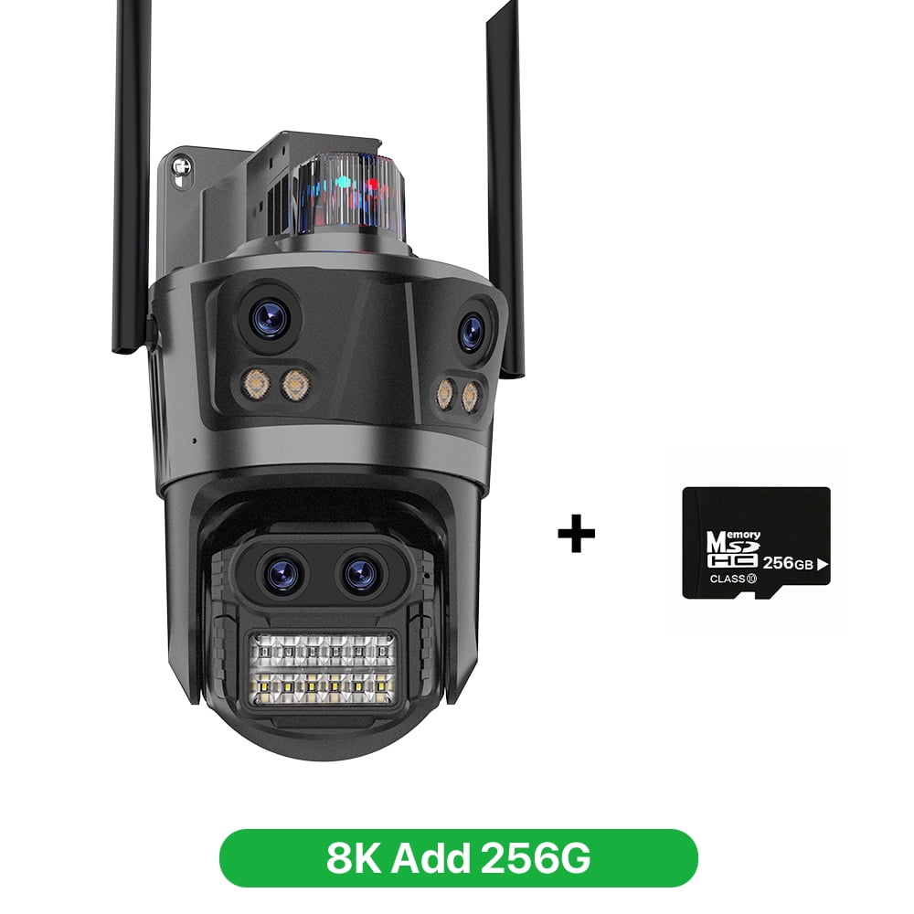 WIFI 8K 8X Zoom IP Camera Four Lens Four Screen Human Detecton Camera ...