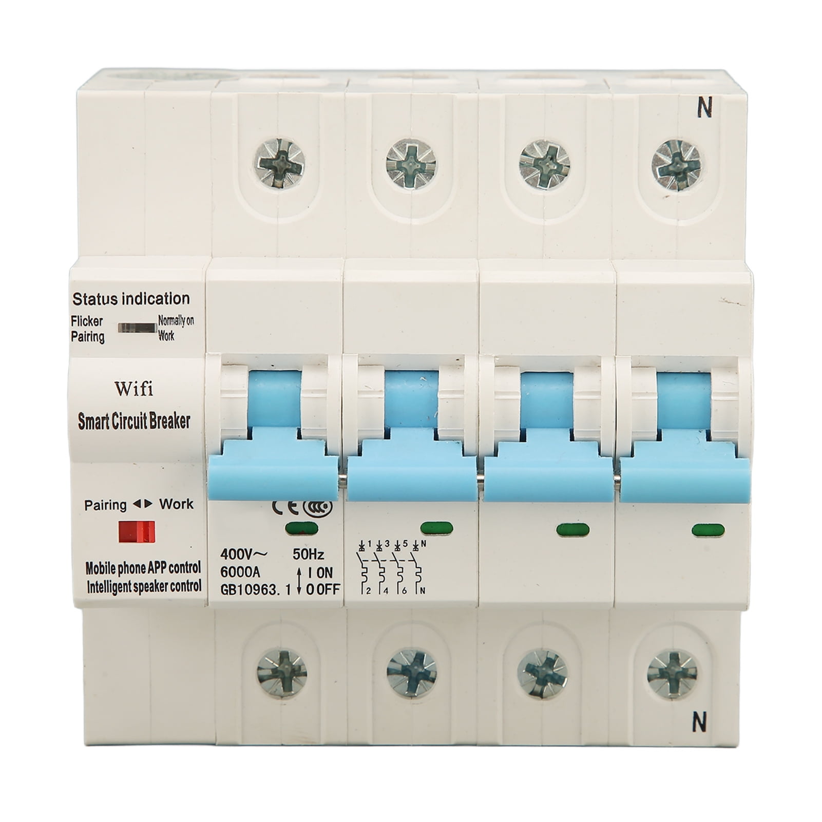 WIFI Circuit Breaker Rail Mounted Air Switch 4P AC400V 100A For Home ...