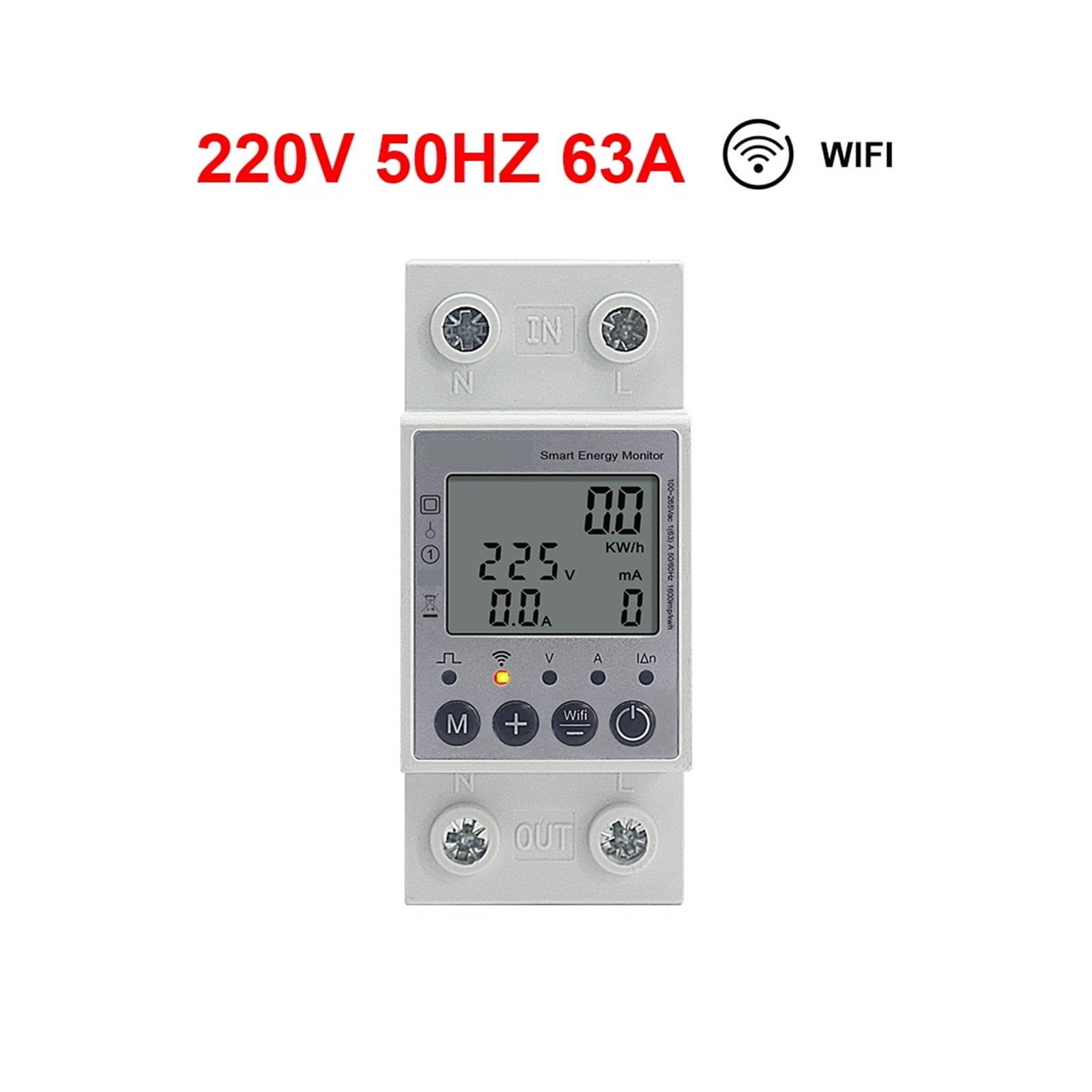 WIFI Din Rail Smart Energy Power Meter KWH AC Single Phase 63A ...