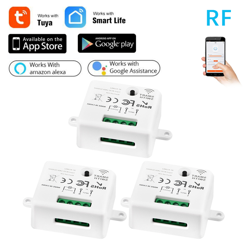WIFI Mini Switch Tuya Smart Life APP Push Button Light Switch RF 433Mhz ...