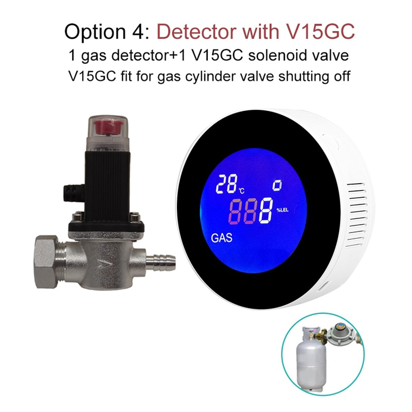 WIFI Natural Gas Detector With Electric Solenoid Valve Automatic Smart Control Shut Off Methane ...