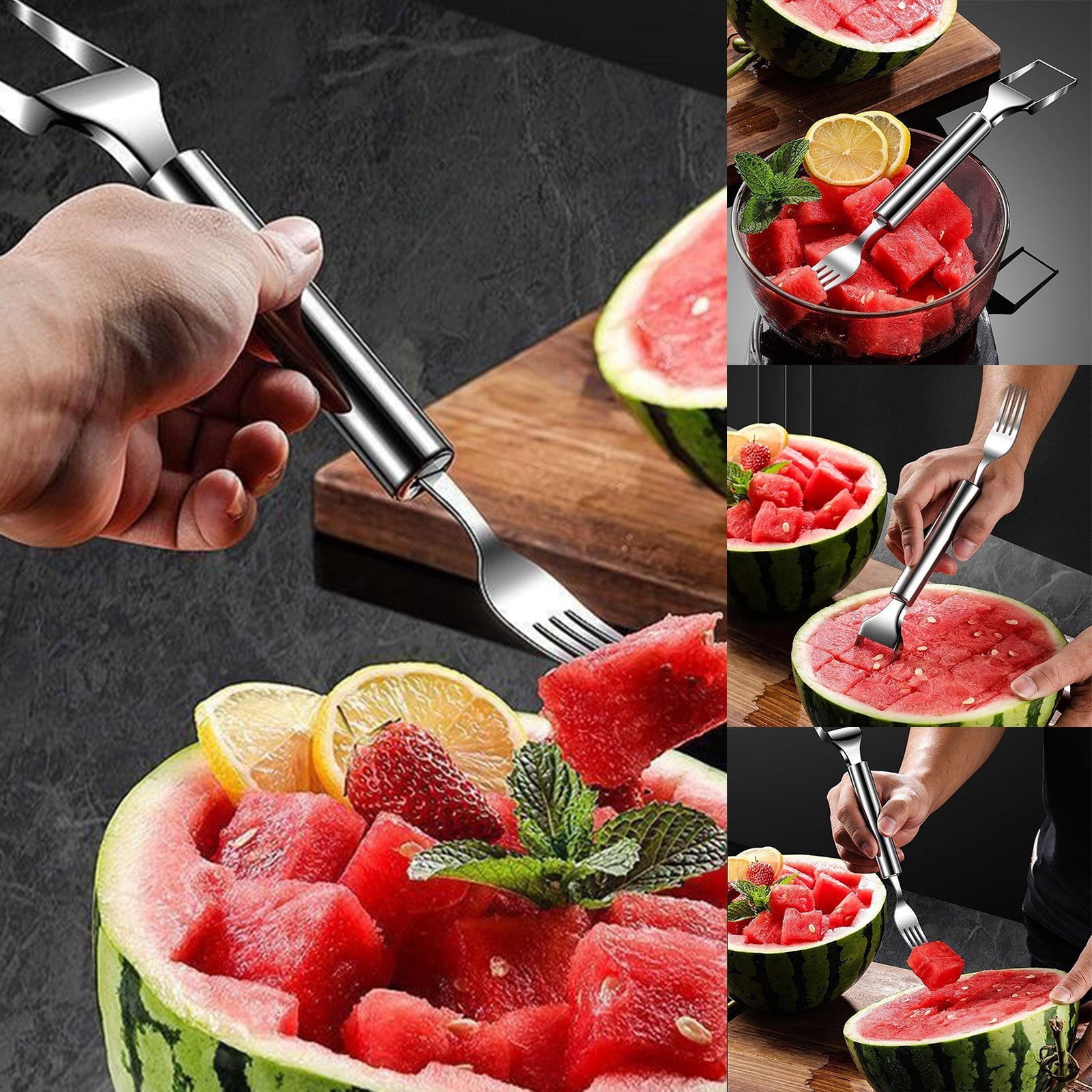 WIFKLSIIPG 2 in 1 Fruit Fork Slicer Stainless Steel Fruit Forks Slicer ...
