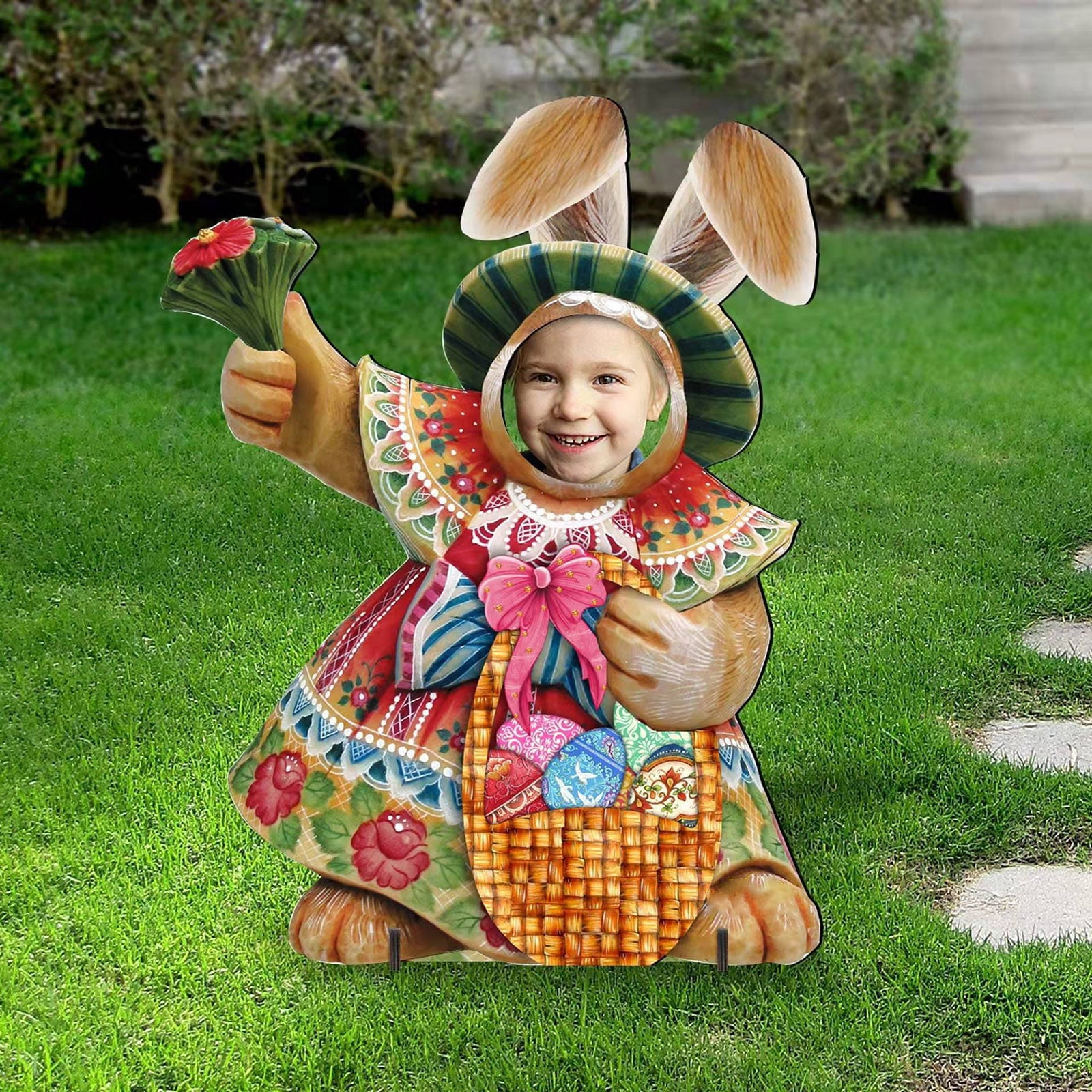 WIFKLSIIPG Easter Plywood Rabbit Insert Sign Easter Meat Ceremonys ...