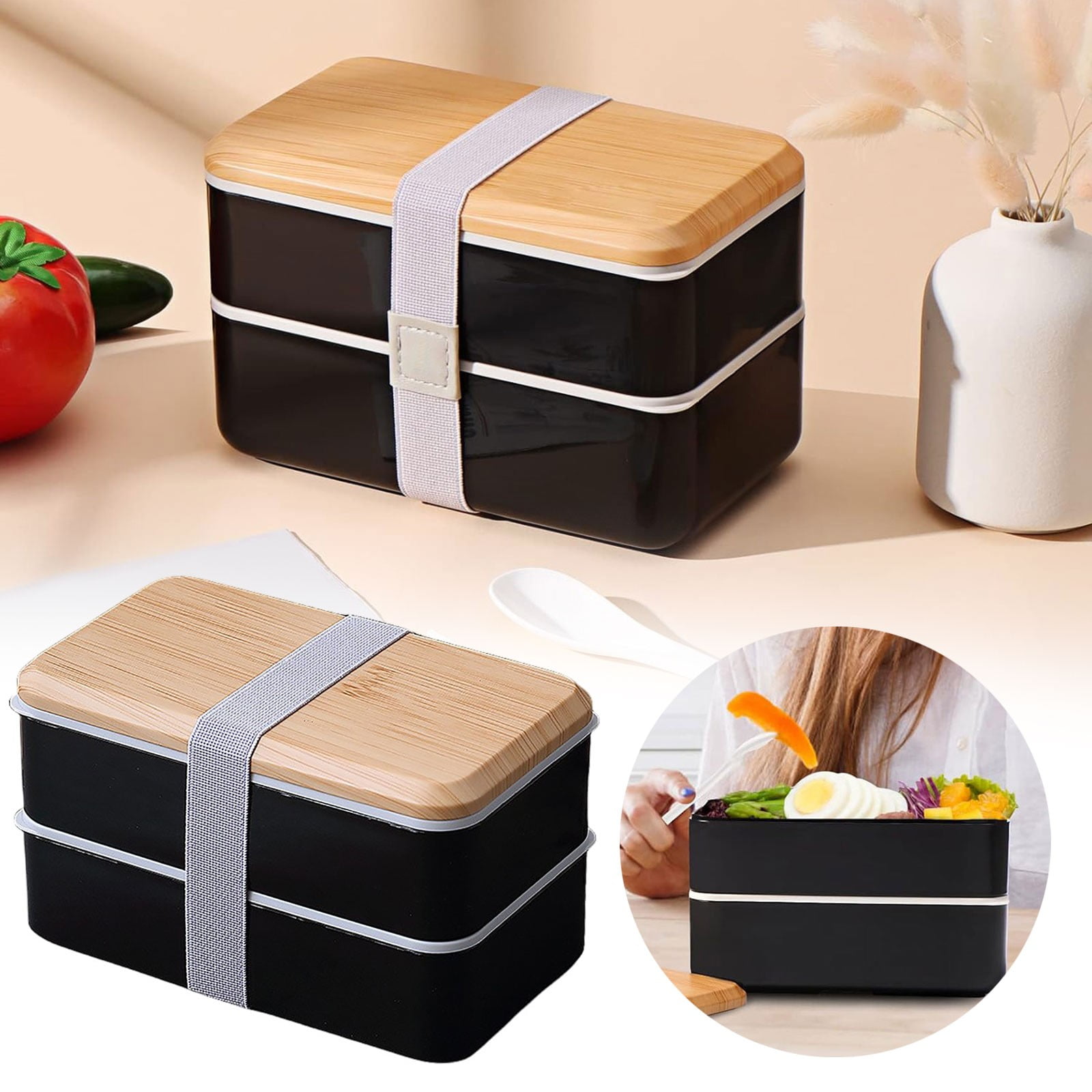 WIFKLSIIPG Elegantly Designed Layered Japanese Style Lunch Box with ...
