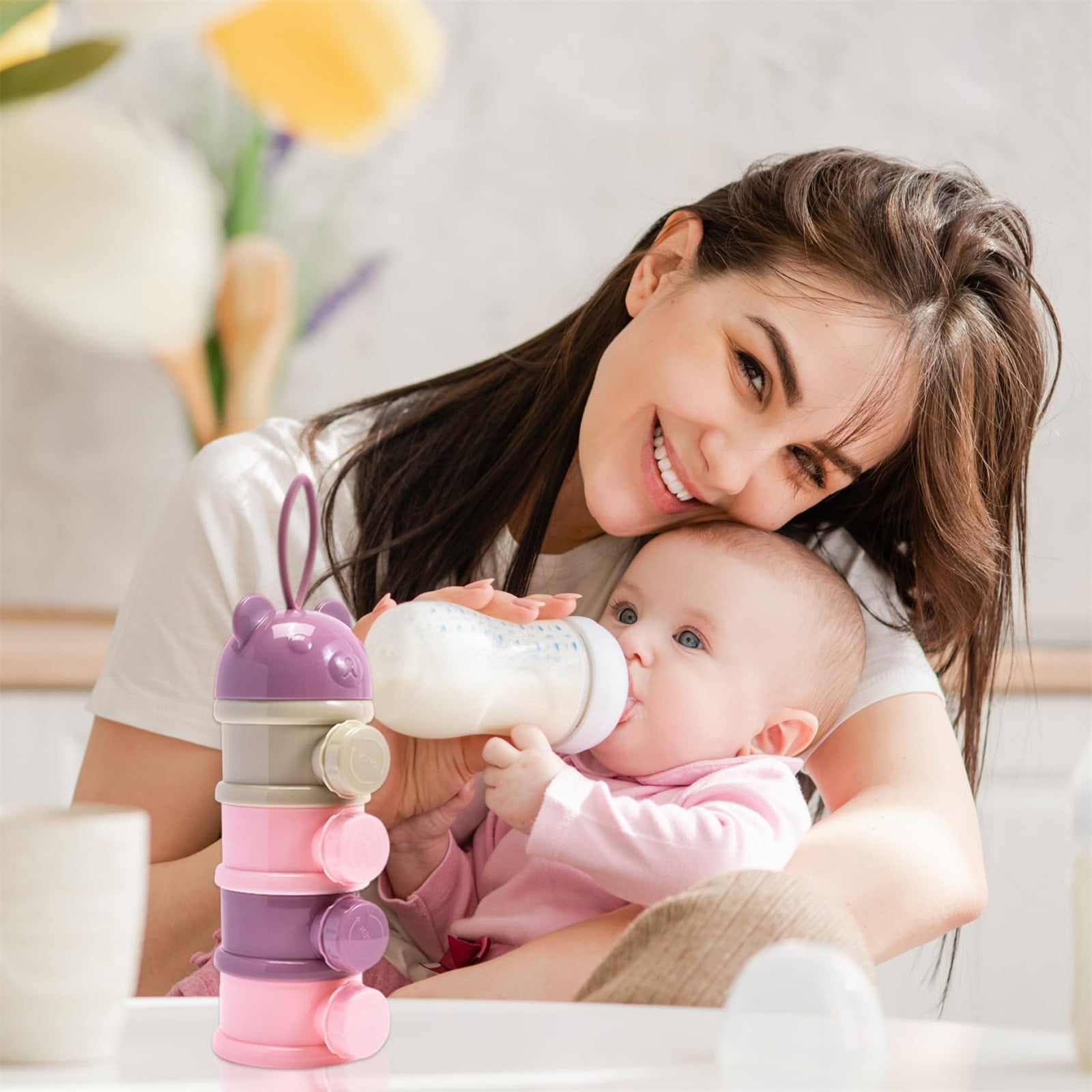 WIFKLSIIPG Formula Dispenser 4 Compartments Formula Container Stackable ...