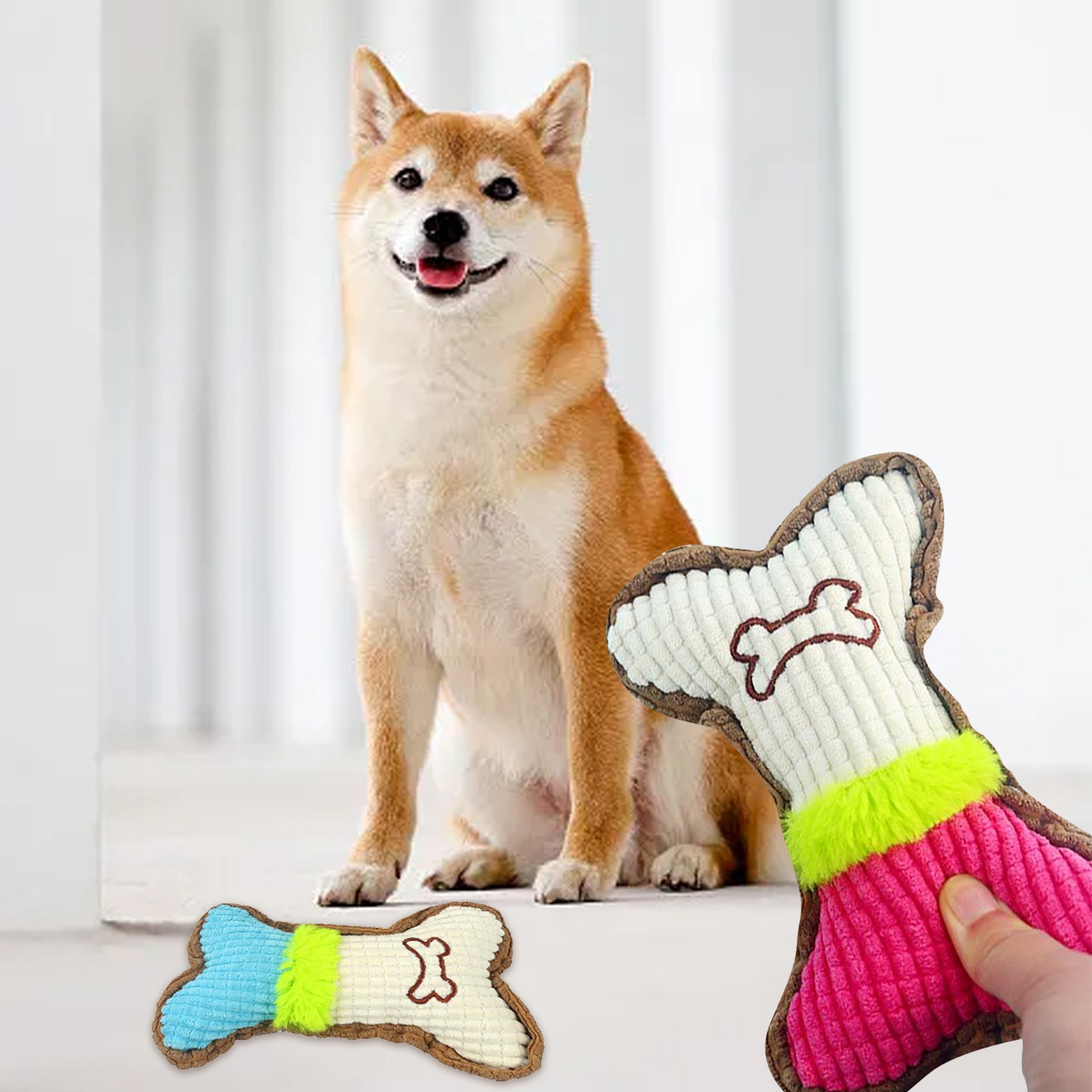 WIFKLSIIPG Kong Dog Toys Pet Vocal Teething Bone Corn Fluff Toy ...