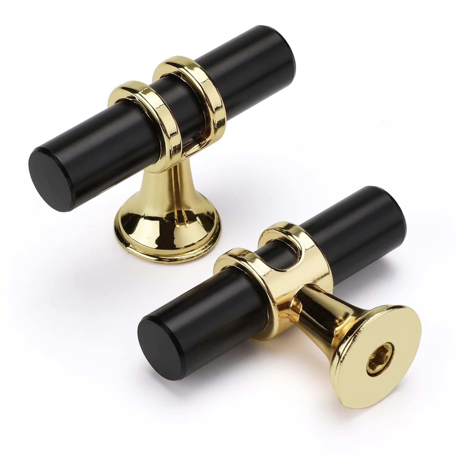 WIFKLSIIPG LONTAN 10 Pack Cabinet Knobs Black&Gold Cabinet Knobs ...