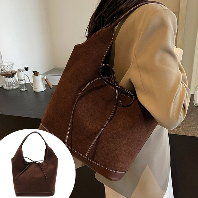 WIFKLSIIPG Leather Bags for Women Brown Purses Suede Purse Slouchy Tote ...