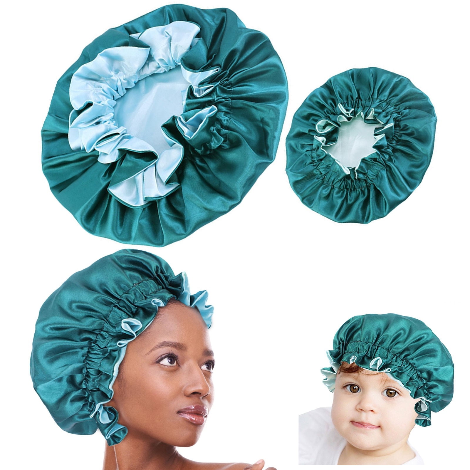 WIFKLSIIPG Parent Child Lace Satin Nightcap Imitation Silk Nightcap ...