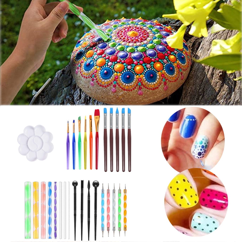WIFKLSIIPG Pattern Dotting Tools Set Stone Painting Kit Pen Brushes ...