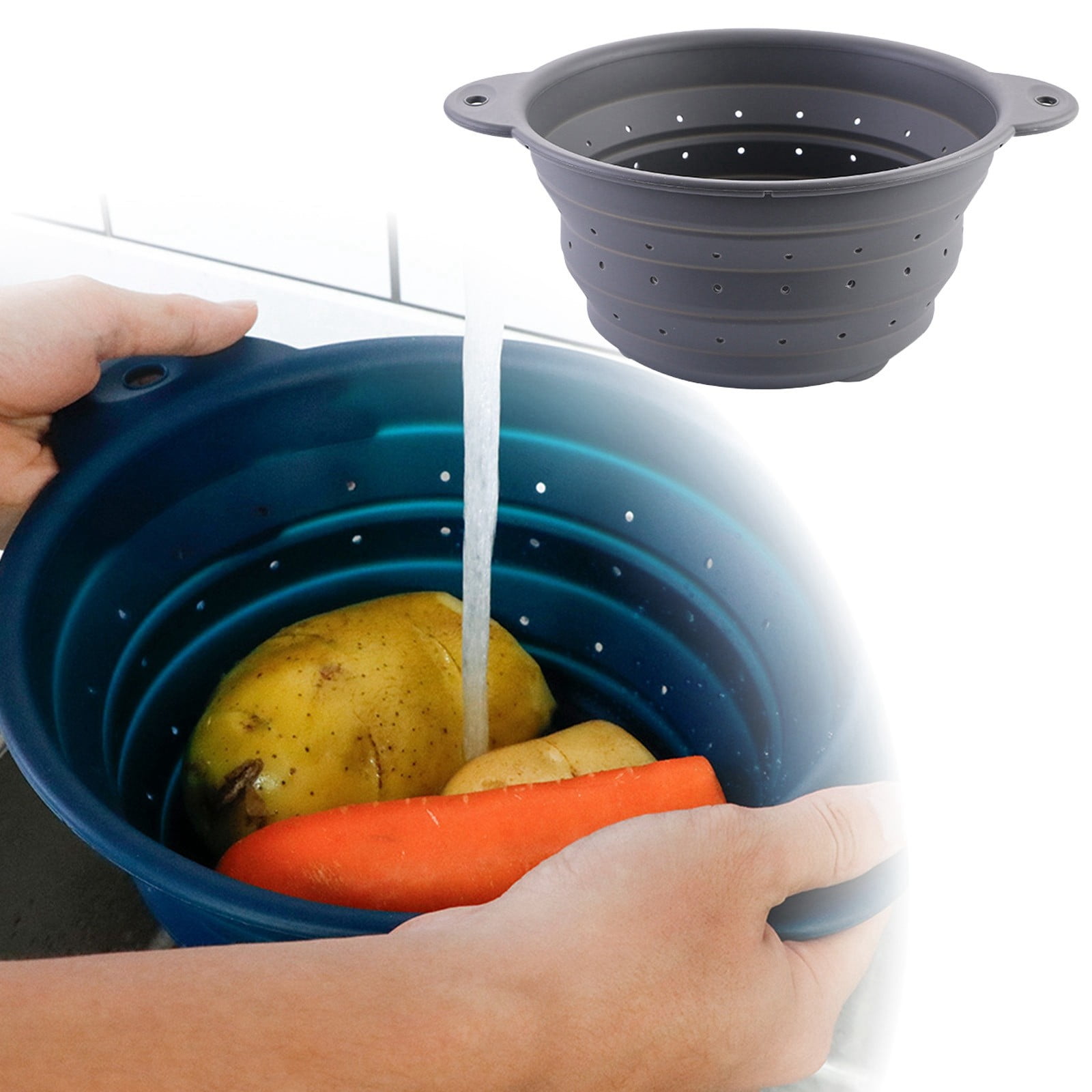 WIFKLSIIPG Round Silicone Foldable Drain Vegetable High Temperature ...