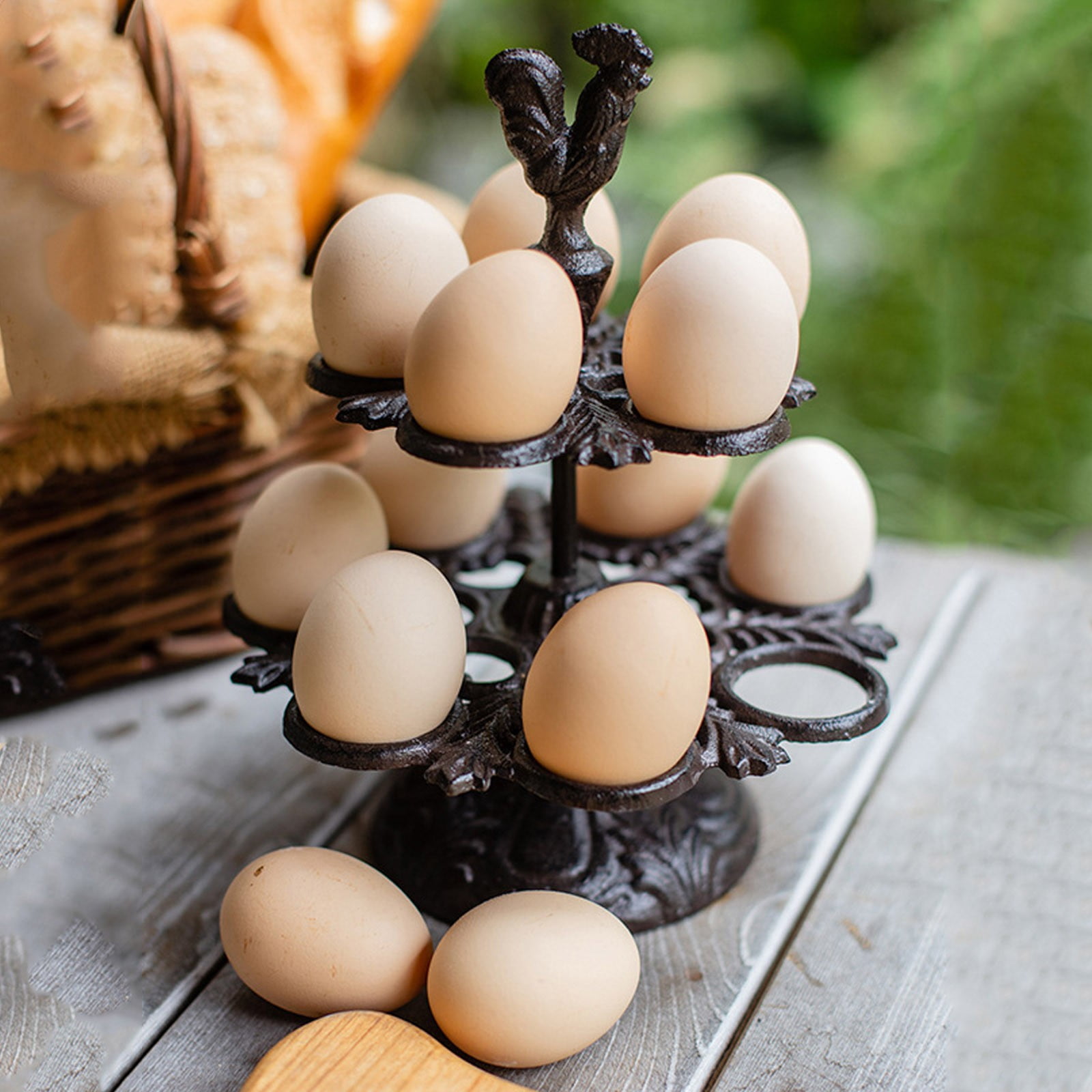 WIFKLSIIPG Rustic Egg Holder Egg Rack Rooster Egg Tray 12 Fresh Eggs ...
