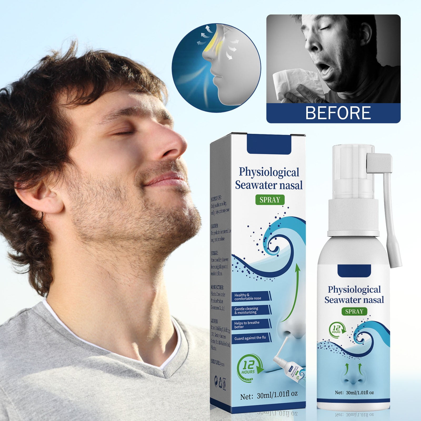 WIFKLSIIPG Saline Nasal Moisturizing Spray Seawater Nasal Spray ...