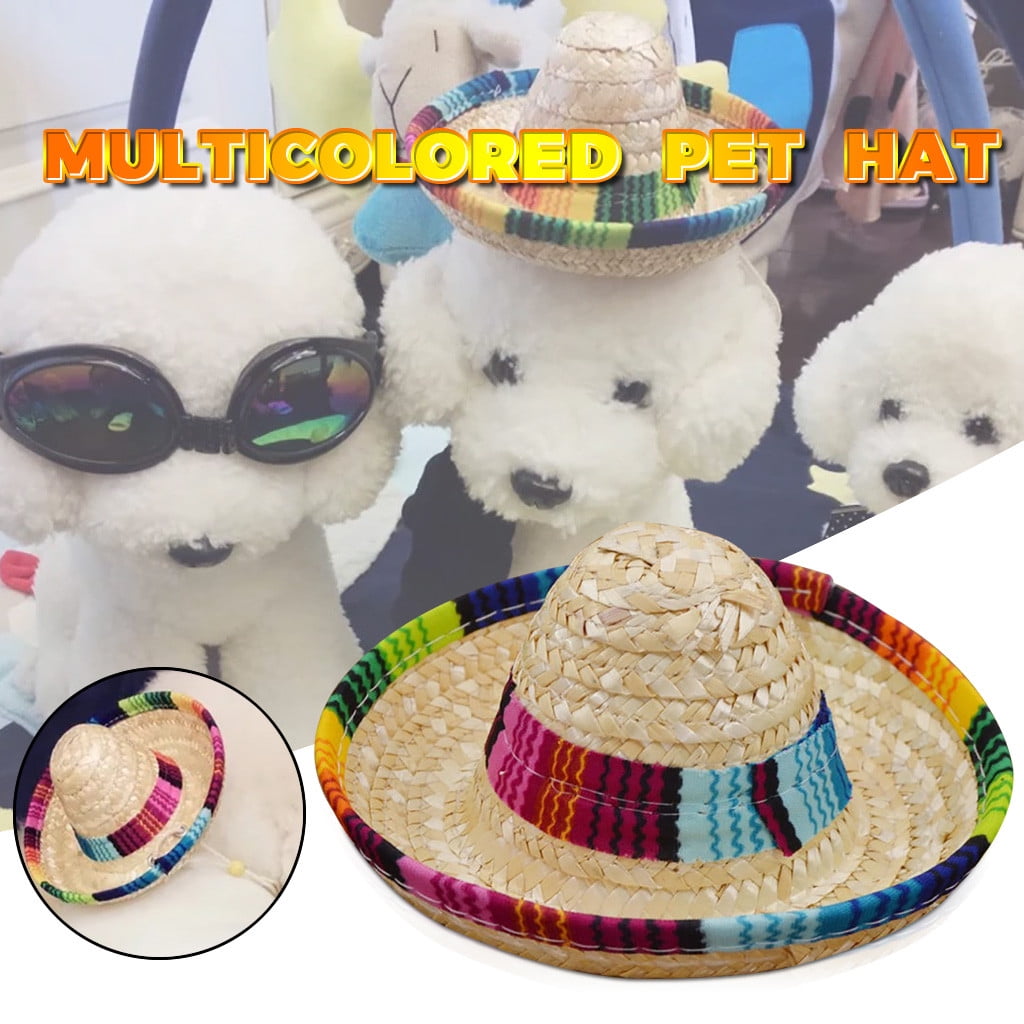 WIFKLSIIPG Straw Sombrero Hat Mexican Mariachi Pet Dog Cat Accessory ...