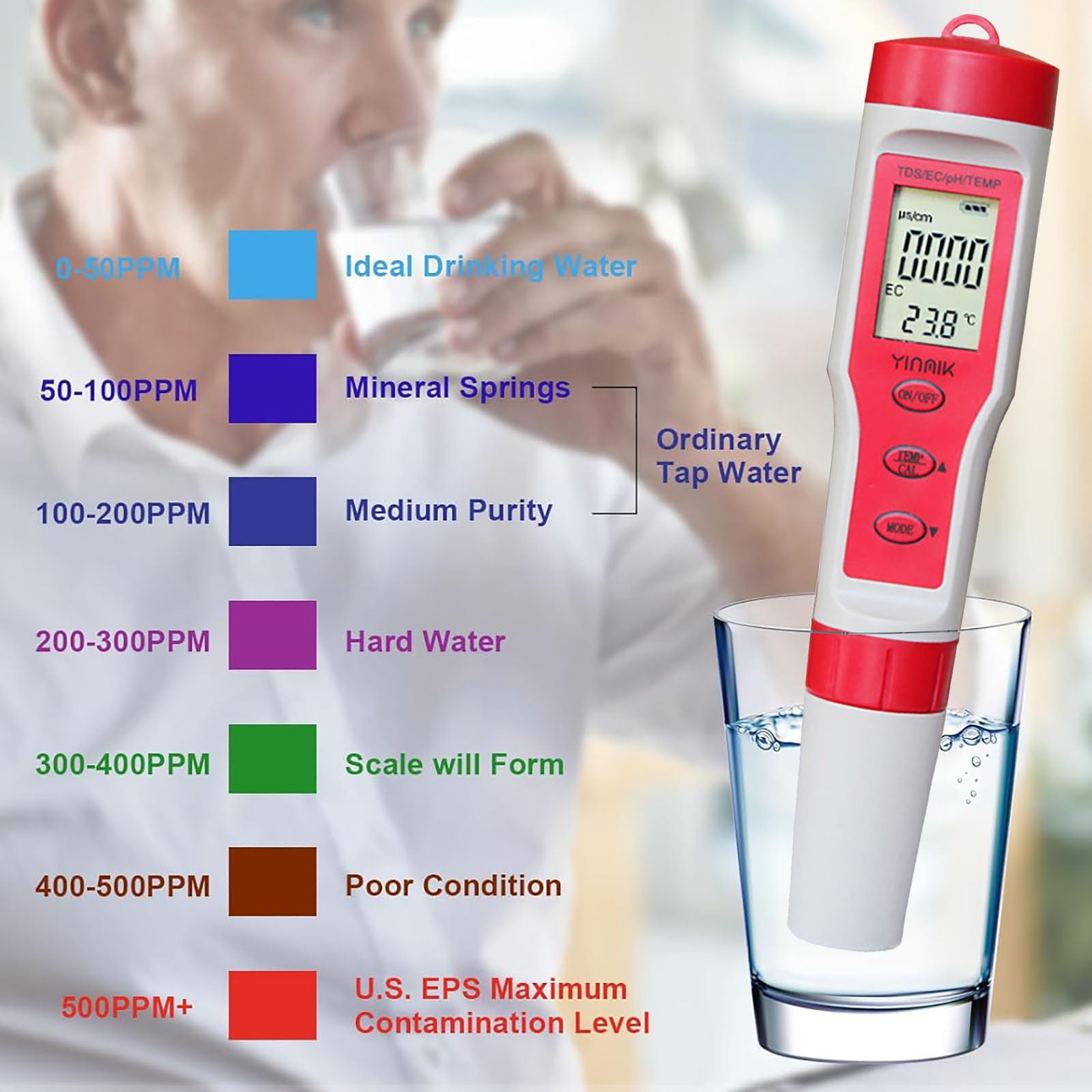 WIFKLSIIPG TDS/PH/ Three in One Water Quality Tester Water Quality ...