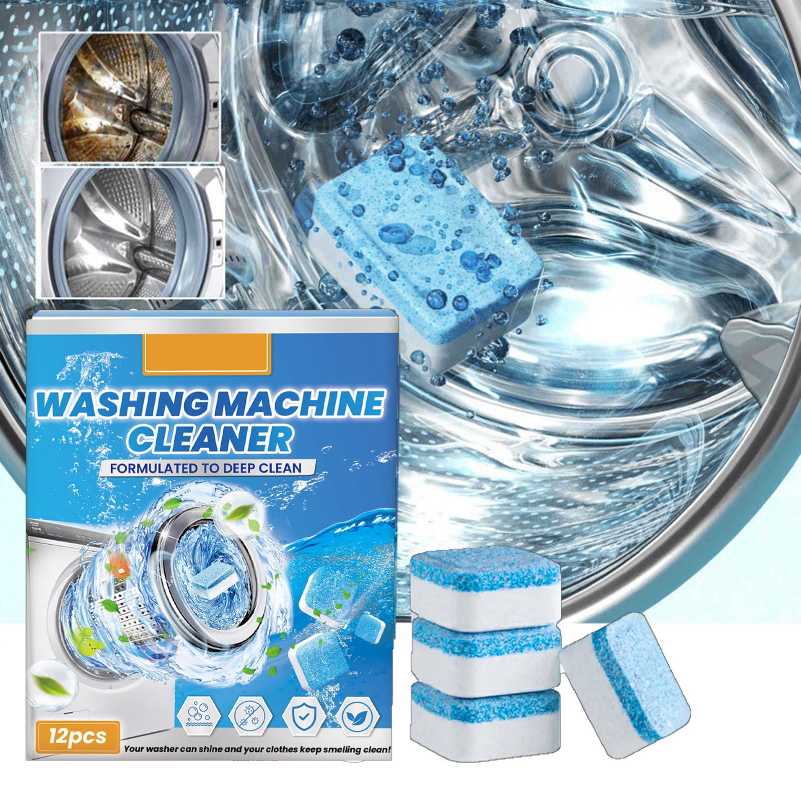 WIFKLSIIPG Washing Machine Cleaner Tablets Deep Clean front & Top Load ...
