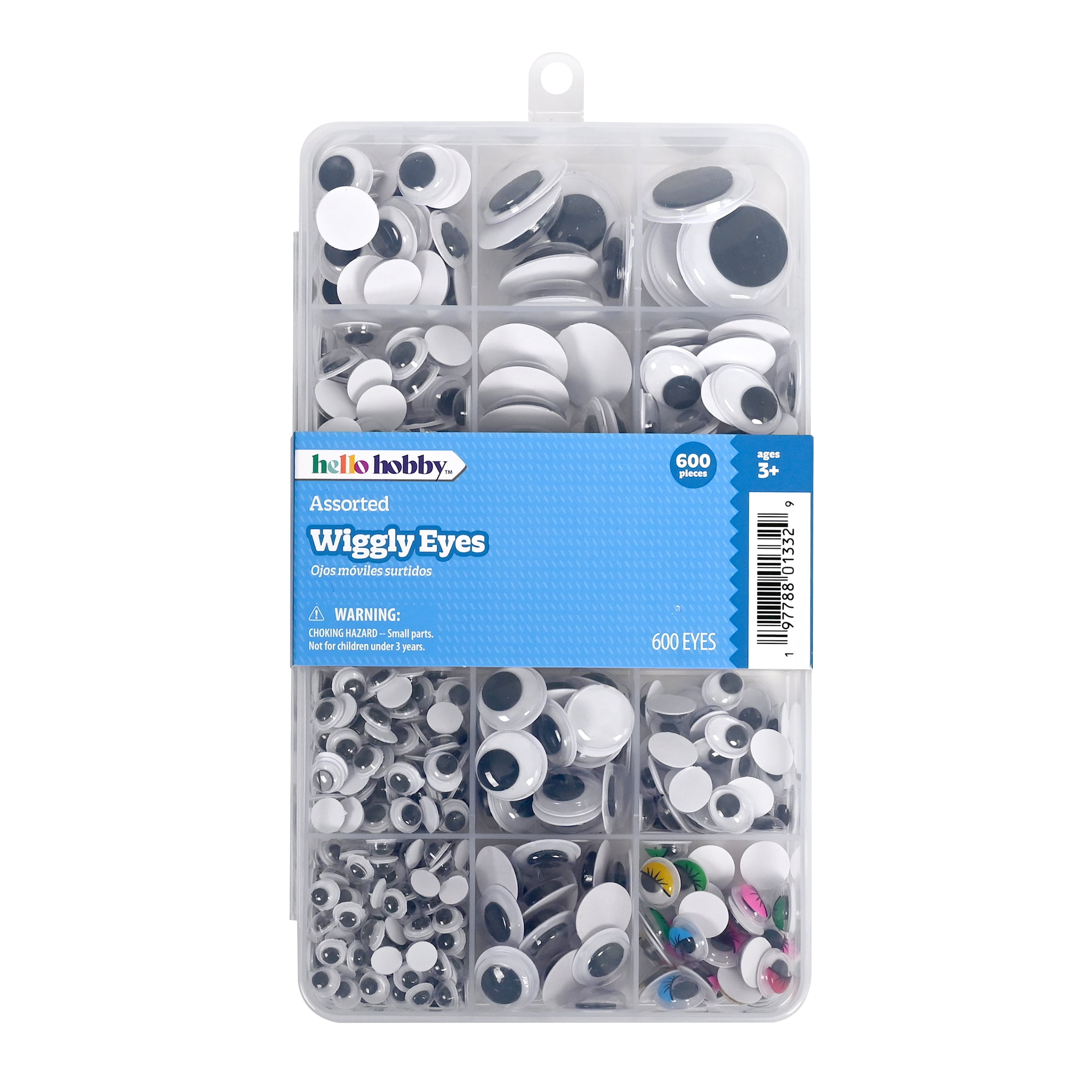 Hello Hobby Wiggle Eyes Case, Plastic, Round Shape, Assorted Sizes ...