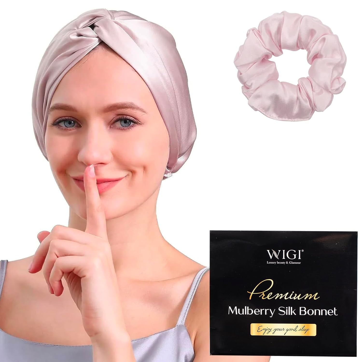 WIGI 100% Mulberry Silk Bonnet with Scrunchie Gift for Women, Silk ...