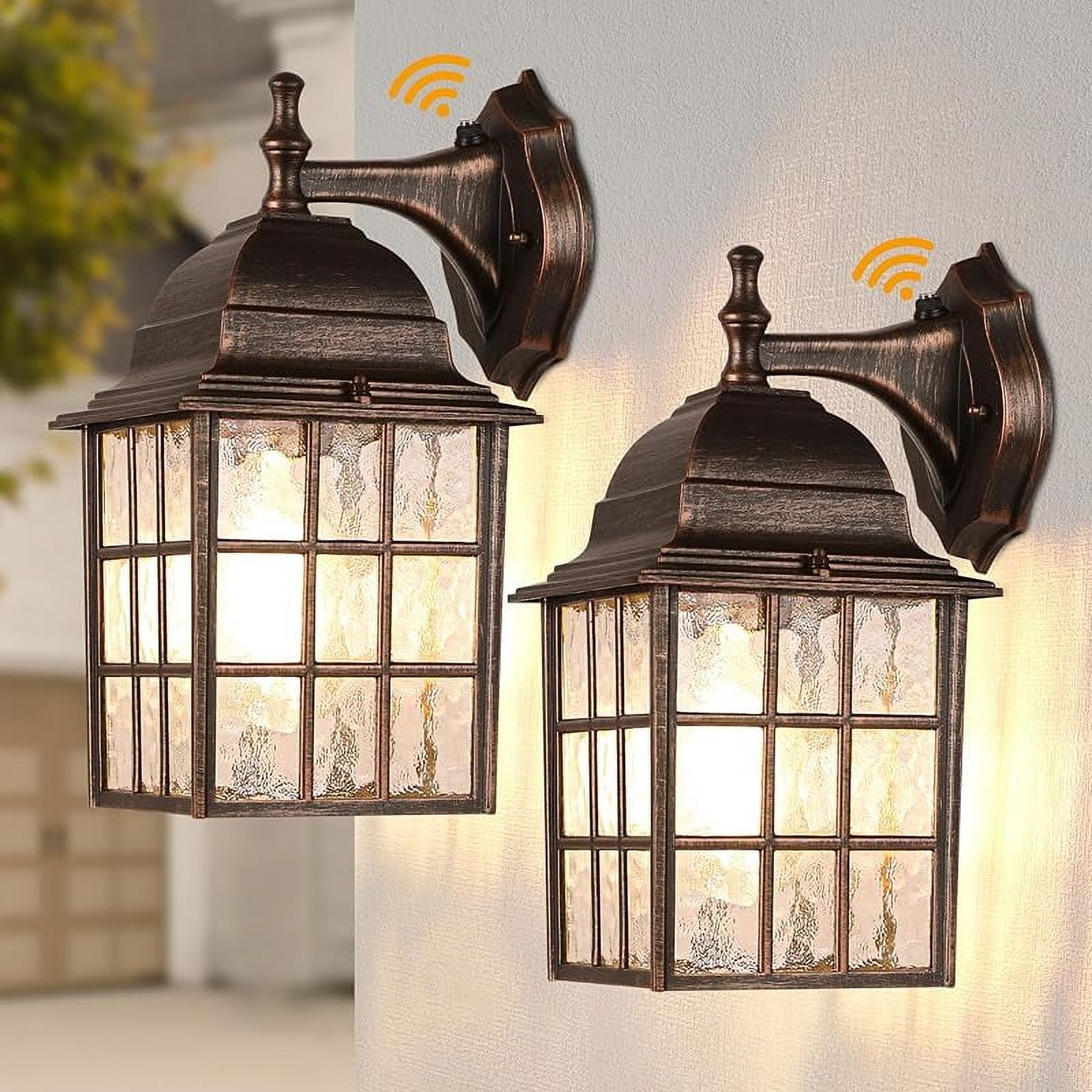 WIHTU 2-Pack Dusk to Dawn Outdoor Wall Lights, Sensor Exterior Light ...