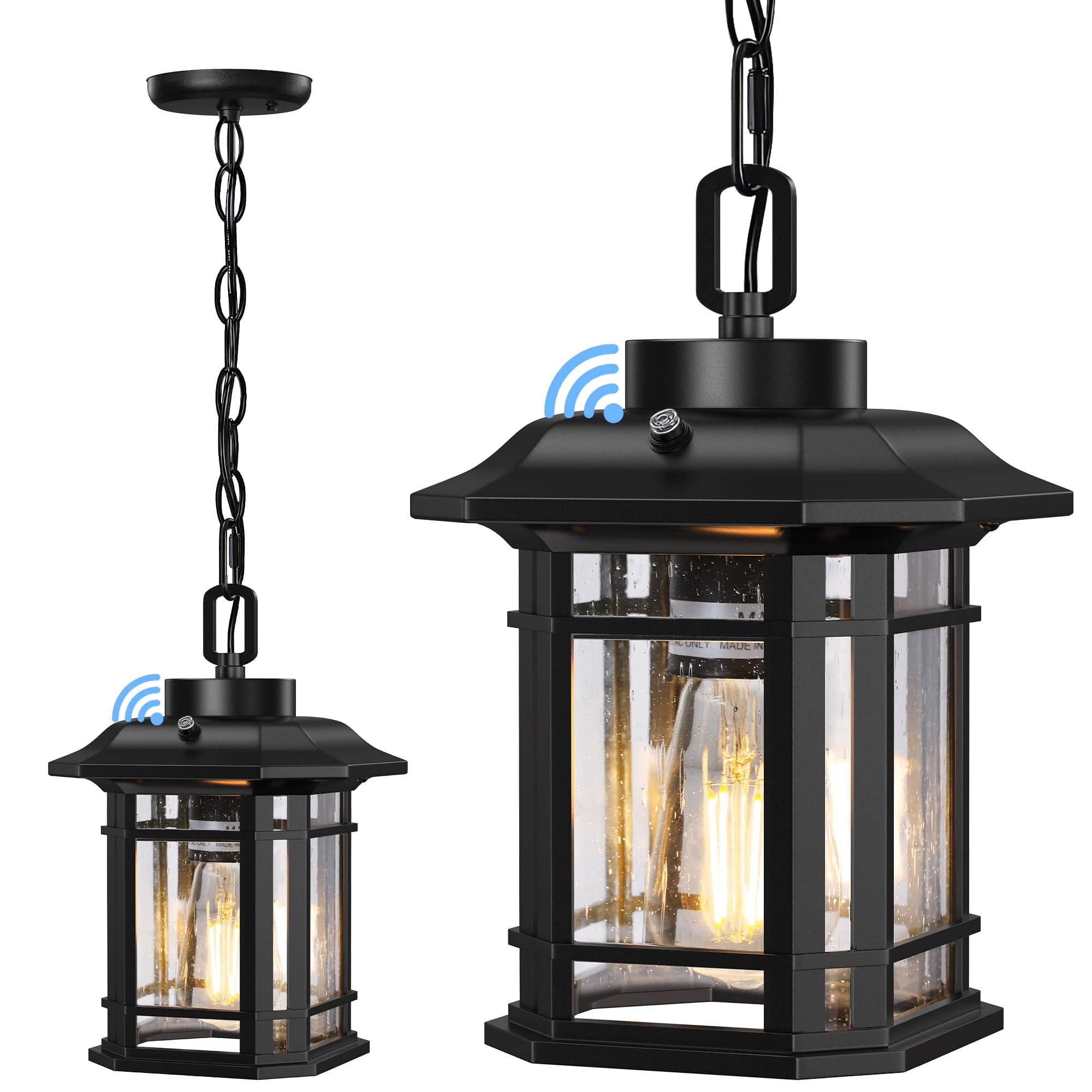 WIHTU Dusk to Dawn Outdoor Pendant Lights for Aluminum Exterior Hanging ...