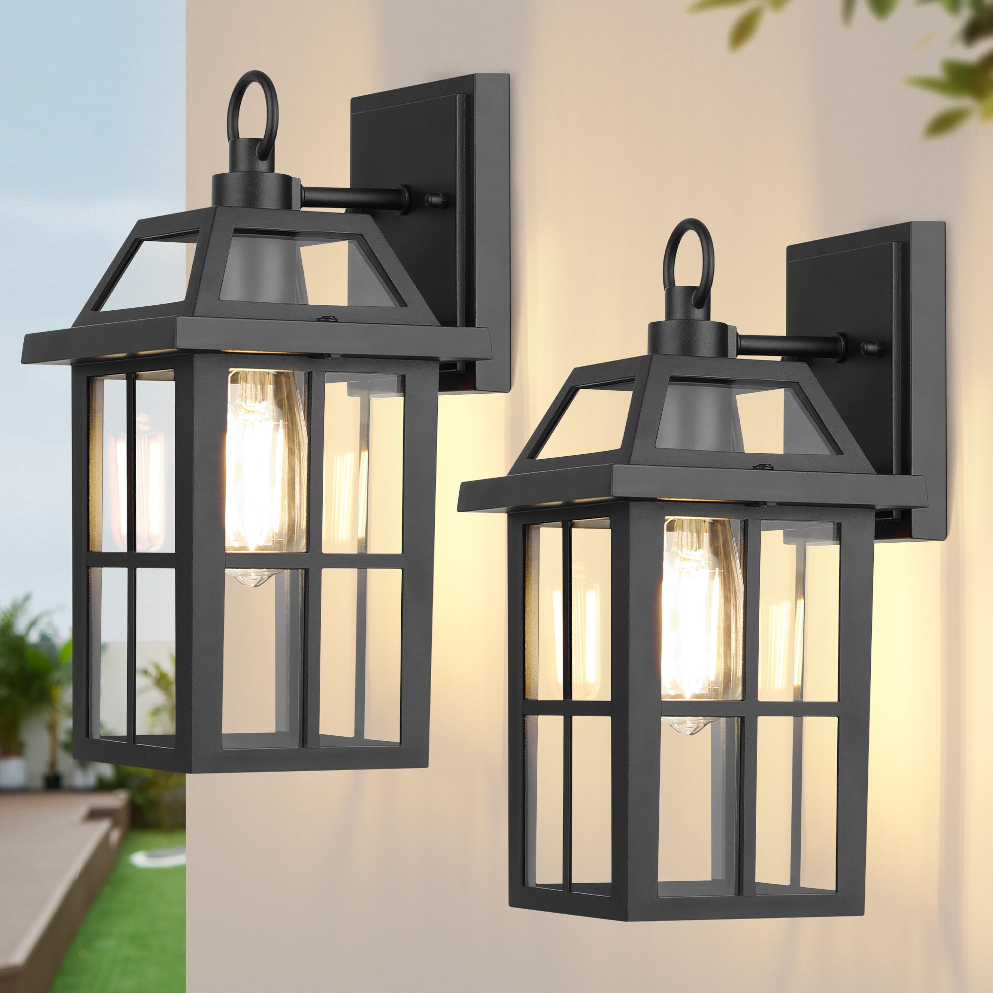 WIHTU Outdoor Wall Lantern, Waterproof Wall Sconce Light Fixtures ...