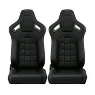 Set of 2 Universal Bucket Racing Seats Red Stitch Red PVC Leather ...