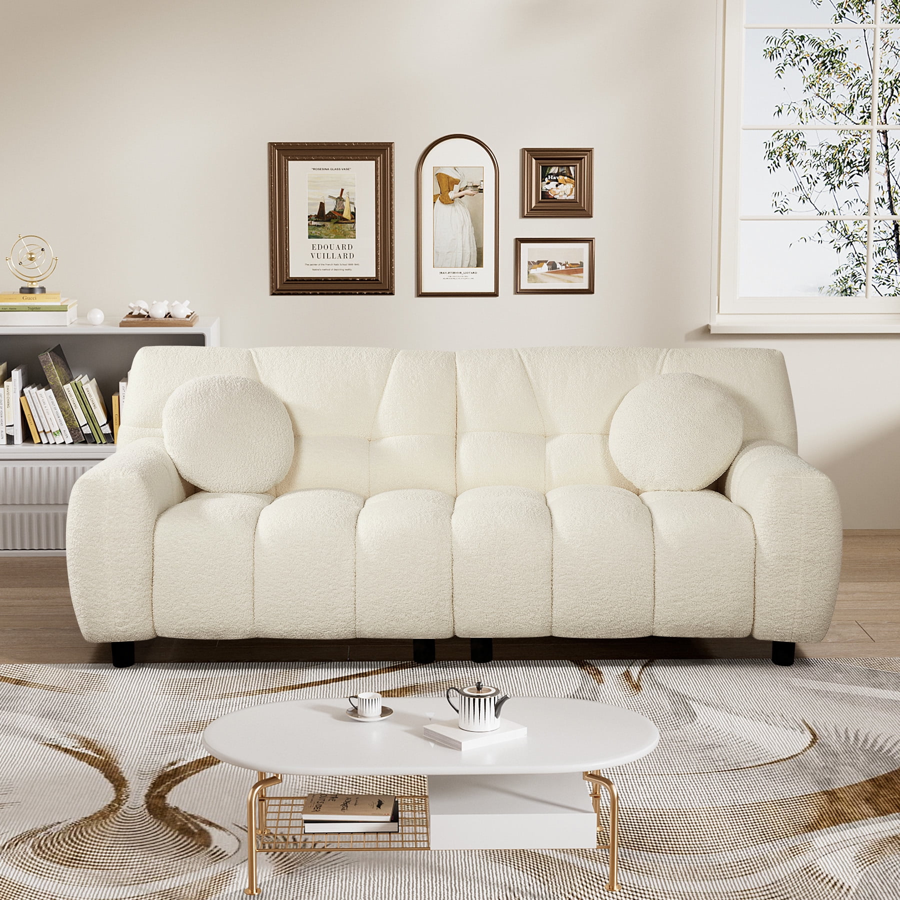 WIILAYOK 72.8" Upholstered Deep Seat Sofa Couch, Teddy 2 Seat ...