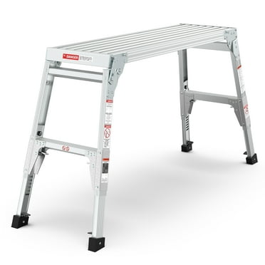 BENTISM Adjustable Heavy-Duty Aluminum Step Stool Folding Work Platform ...