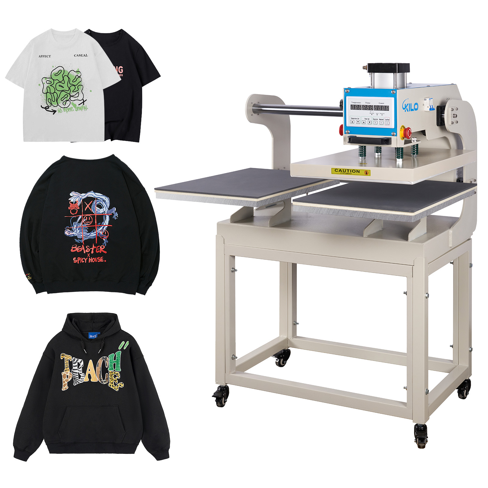 WIILAYOK Heat Press Machine 16" x24" Up Sliding Dual Platen Heat Press ...