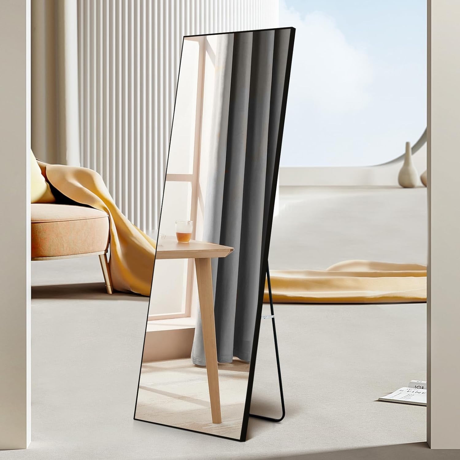 WIIS' IDEA 63"x20" Rectangular Full Length Mirror,Big Free Standing ...
