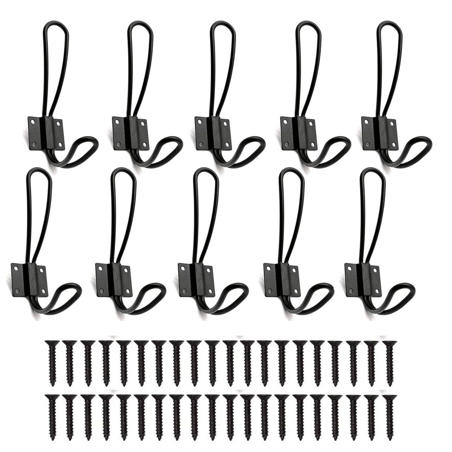 WIJYK Hooks-10 Pack Farmhouse Hooks with Metal Screws Included,Black ...