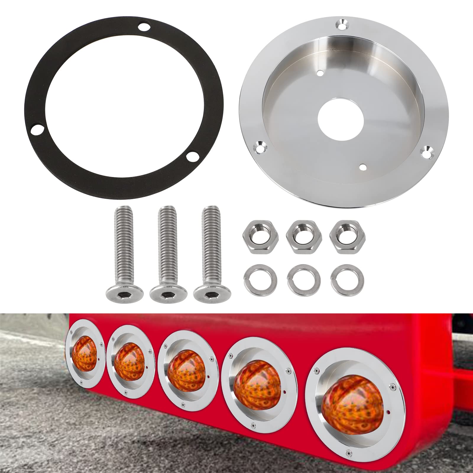 WIKIBB Round Marker Light KEF16 Bezel Covers 4 Inch Aluminum Alloy Tail ...