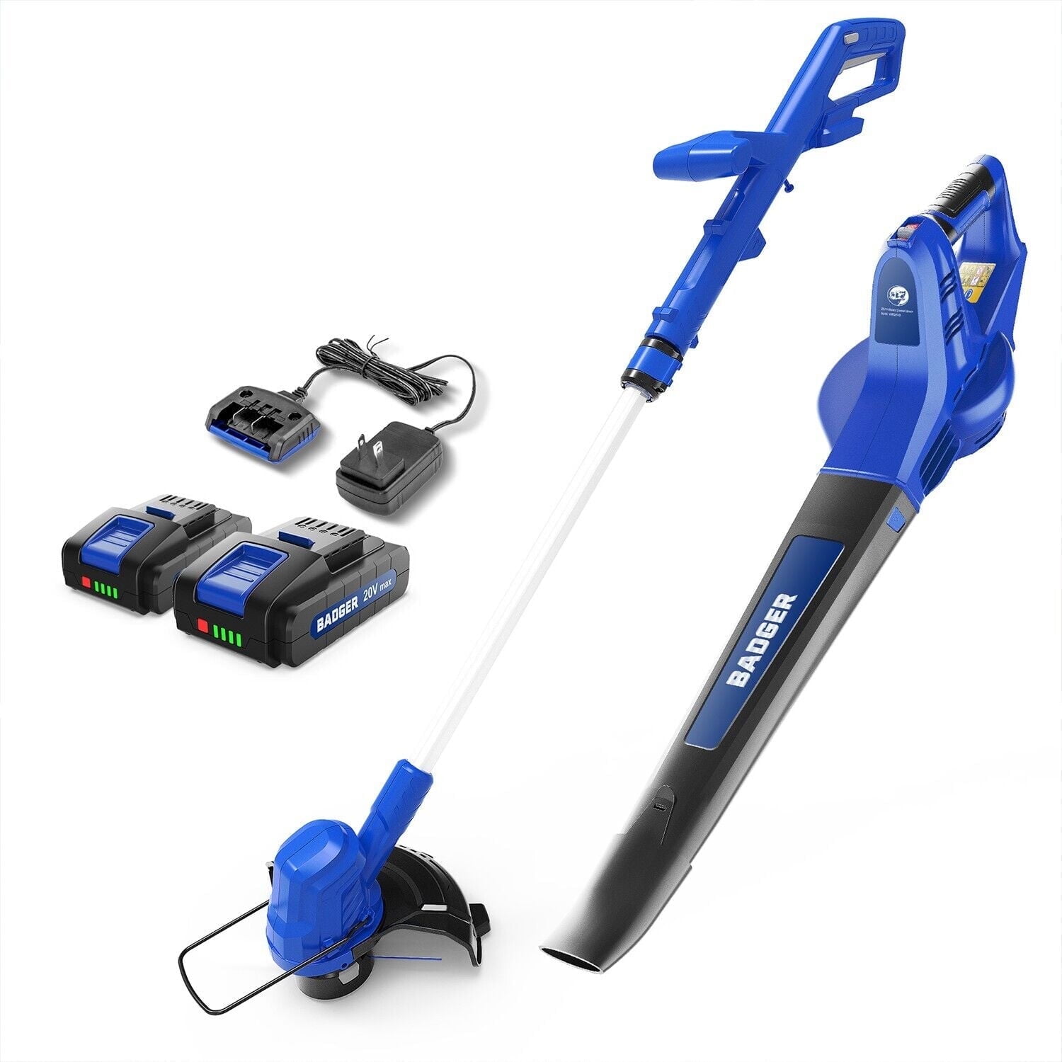 WILD BADGER POWER 20V Cordless String Trimmer with Sweeper Combo, 2*2Ah ...