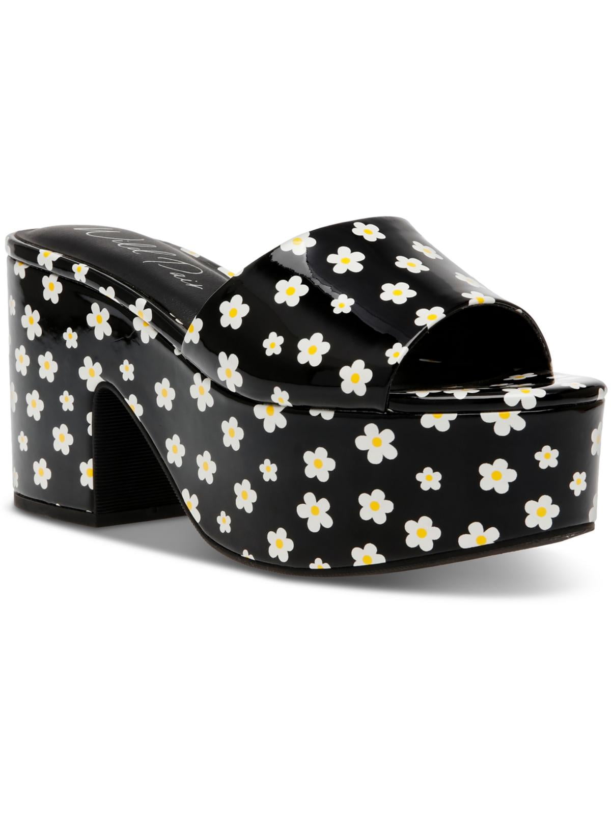 WILD PAIR Womens Black Floral 2" Platform Slip Resistant Goring ...