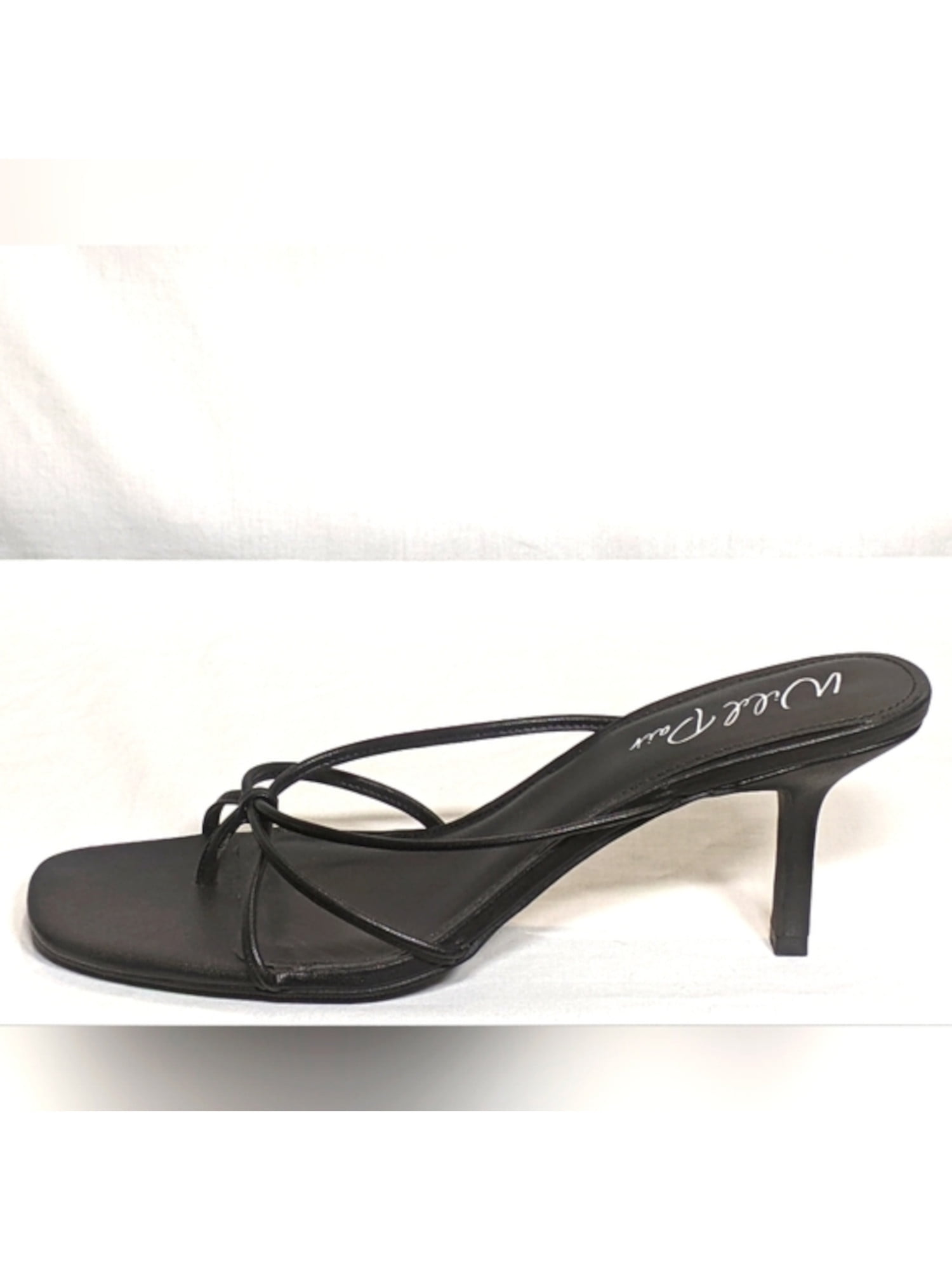 WILD PAIR Womens Black Padded Strappy Lolaa Square Toe Stiletto Slip On ...