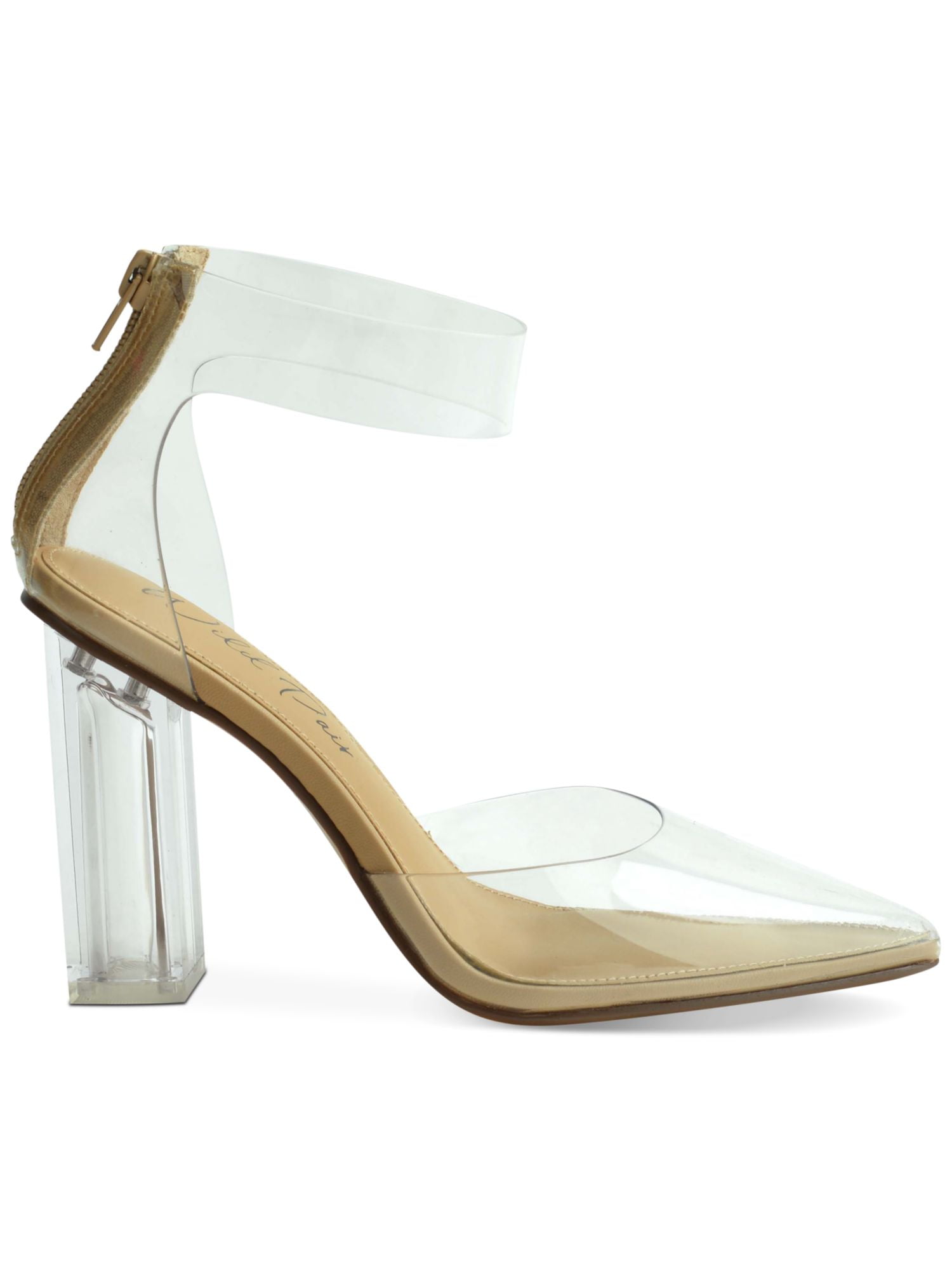 WILD PAIR Womens Clear Dress Pumps, Translucent Ankle Strap, Padded ...