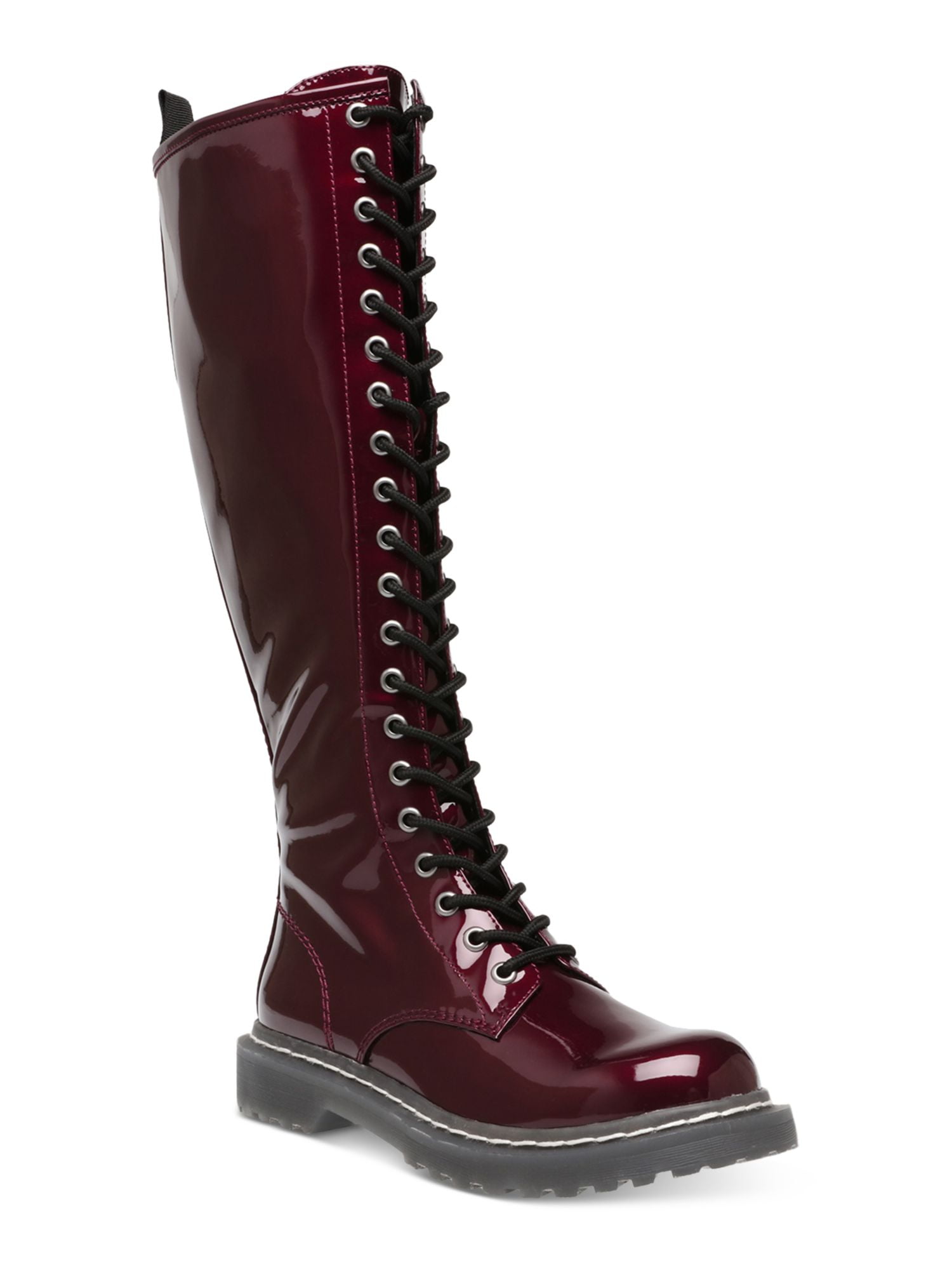 WILD PAIR Women's 8.5 M Burgundy Combat Boots with Lace-Up Back, Pull ...