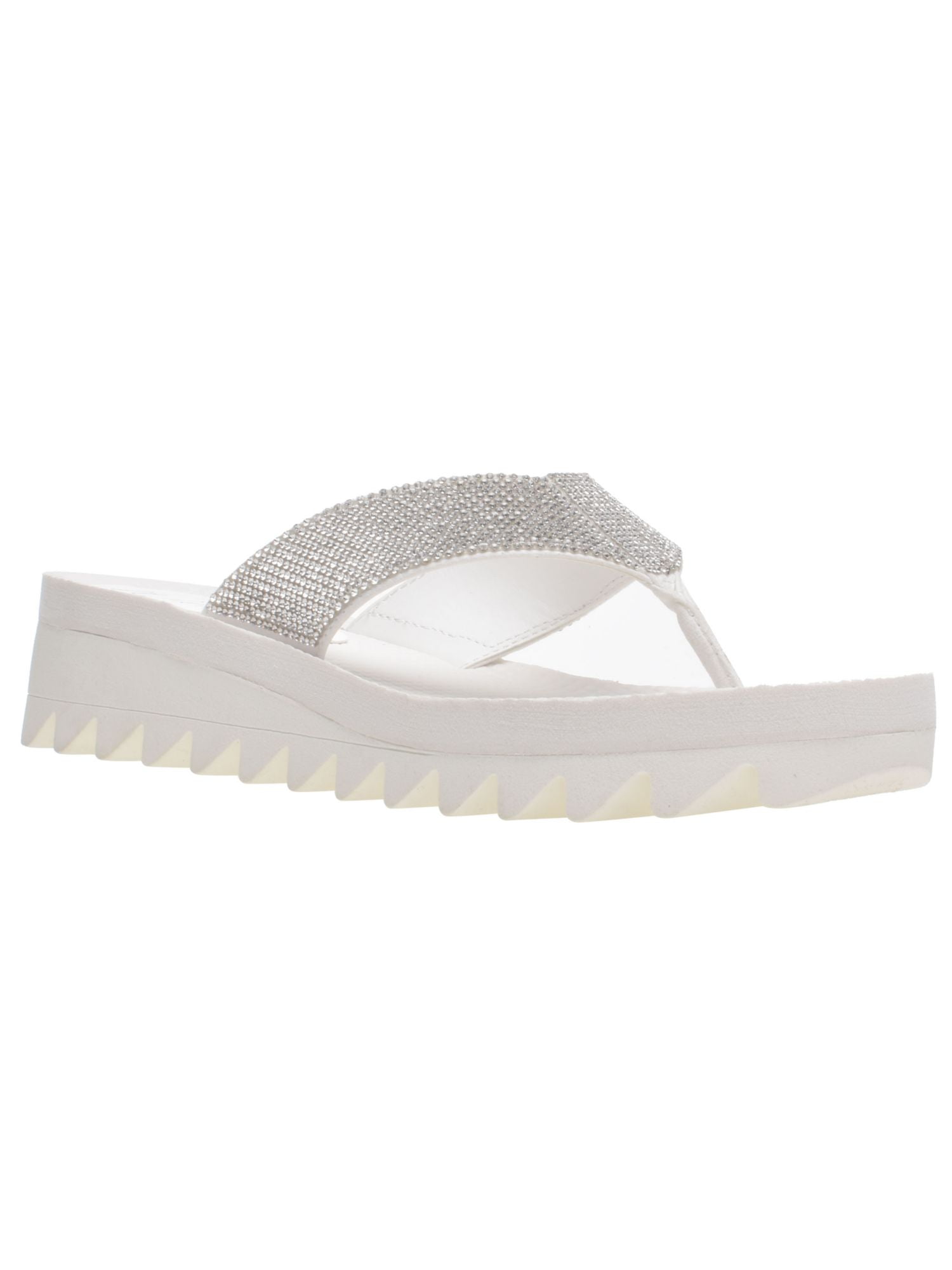 WILD PAIR Womens White Saw Tooth Sole Rhinestone Kalabasas Round Toe ...