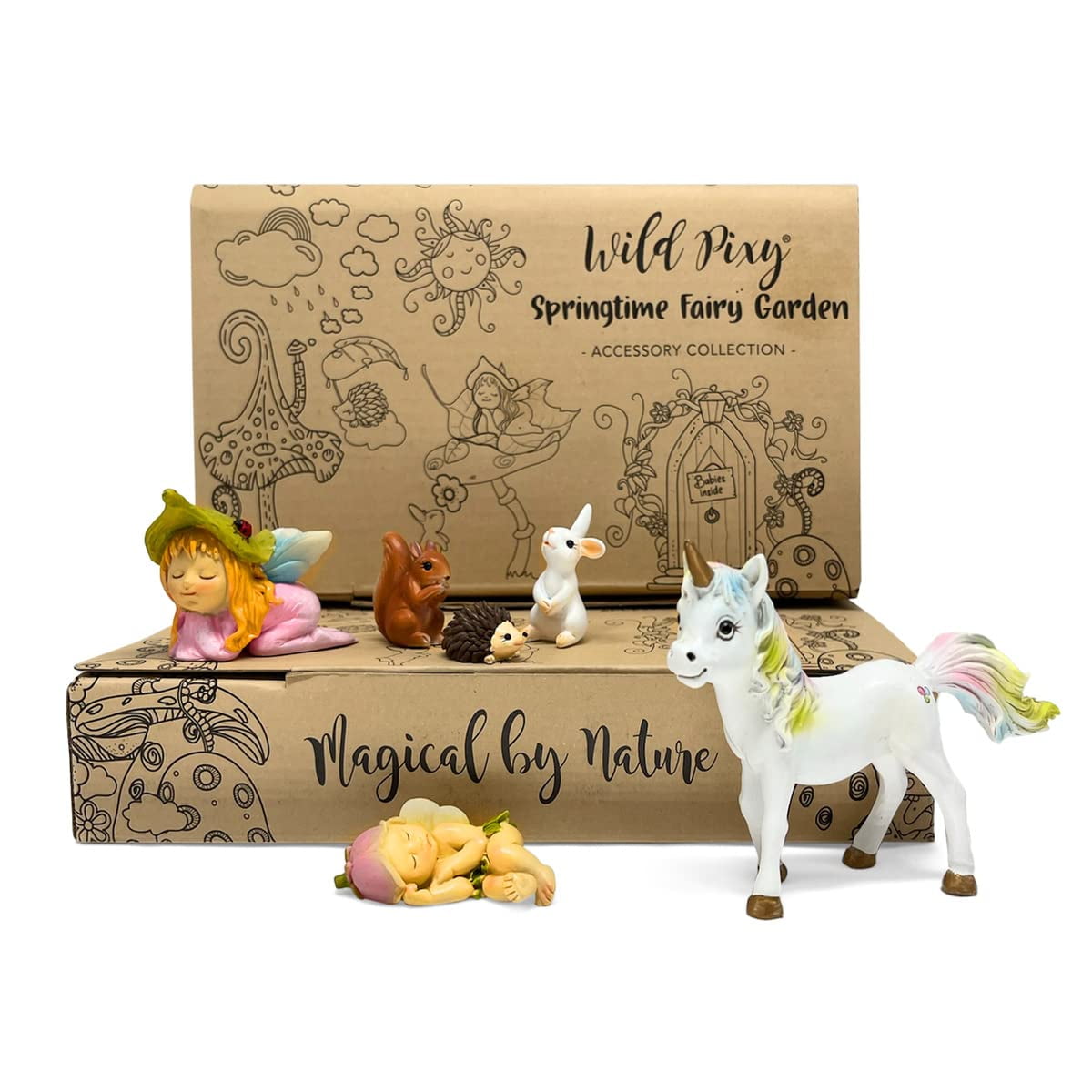 WILD PIXY Miniature Fairy Garden Set - Springtime Fairy Garden Accessories Kit with Gorgeous ...