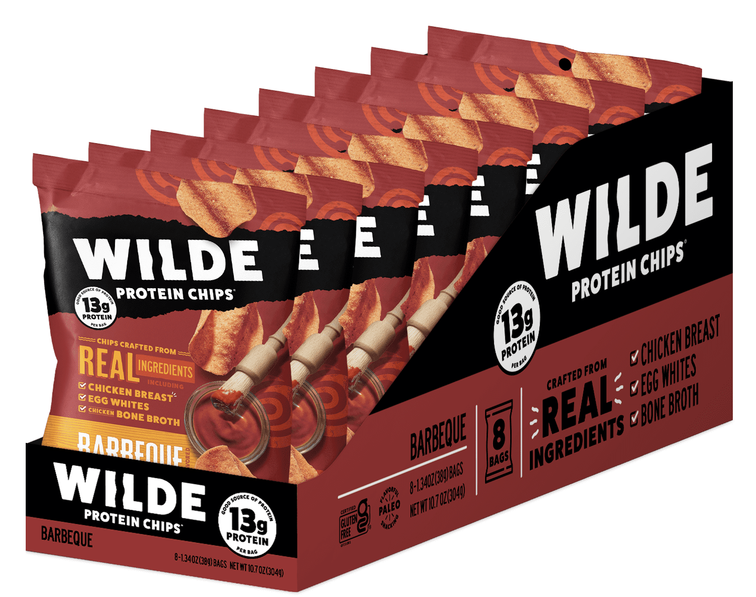 WILDE BBQ Protein Chips, 1.34oz Pack of 8 - High Protein, Low Carb ...