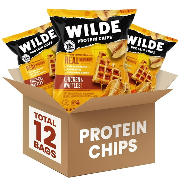 WILDE Protein Chips Chicken & Waffles, High Protein Snacks for Adults ...