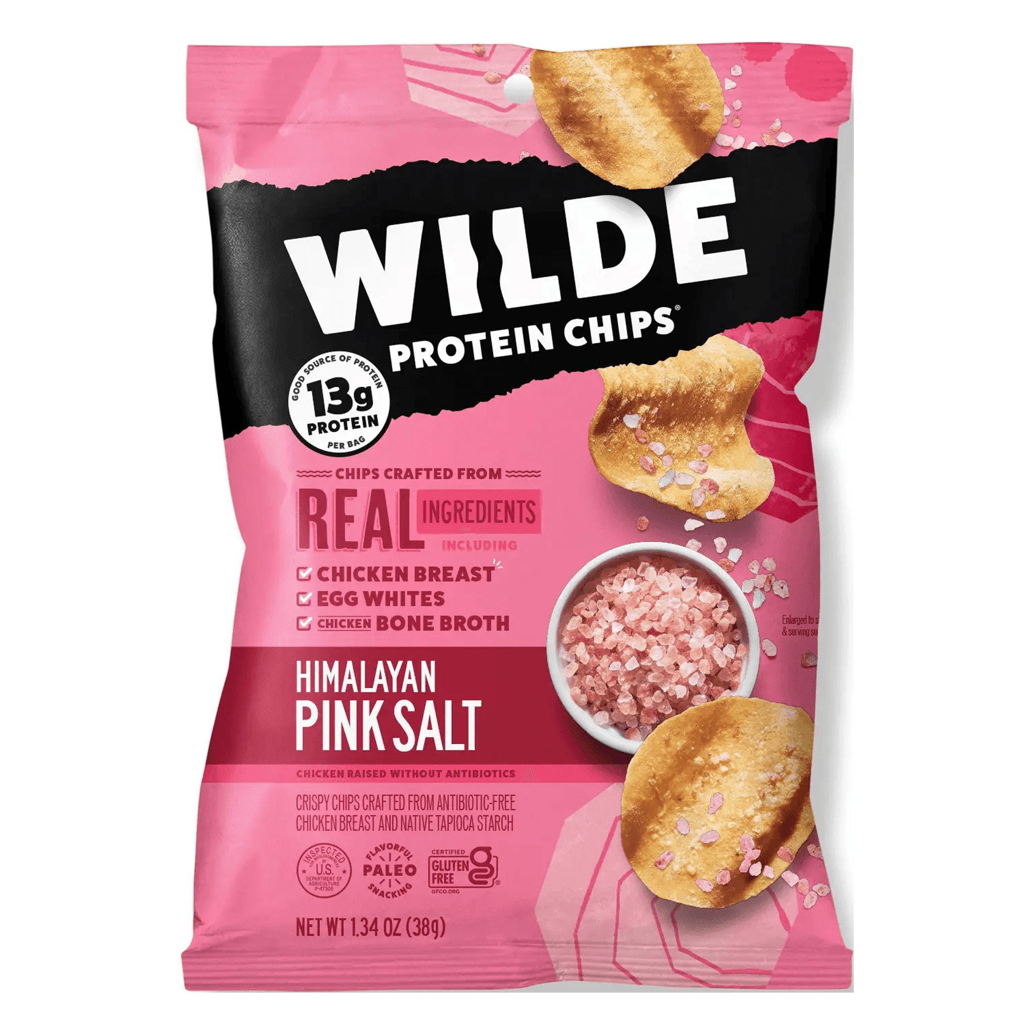 Wilde Keto Friendly Protein Chips Himalayan Pink Salt 1 34oz