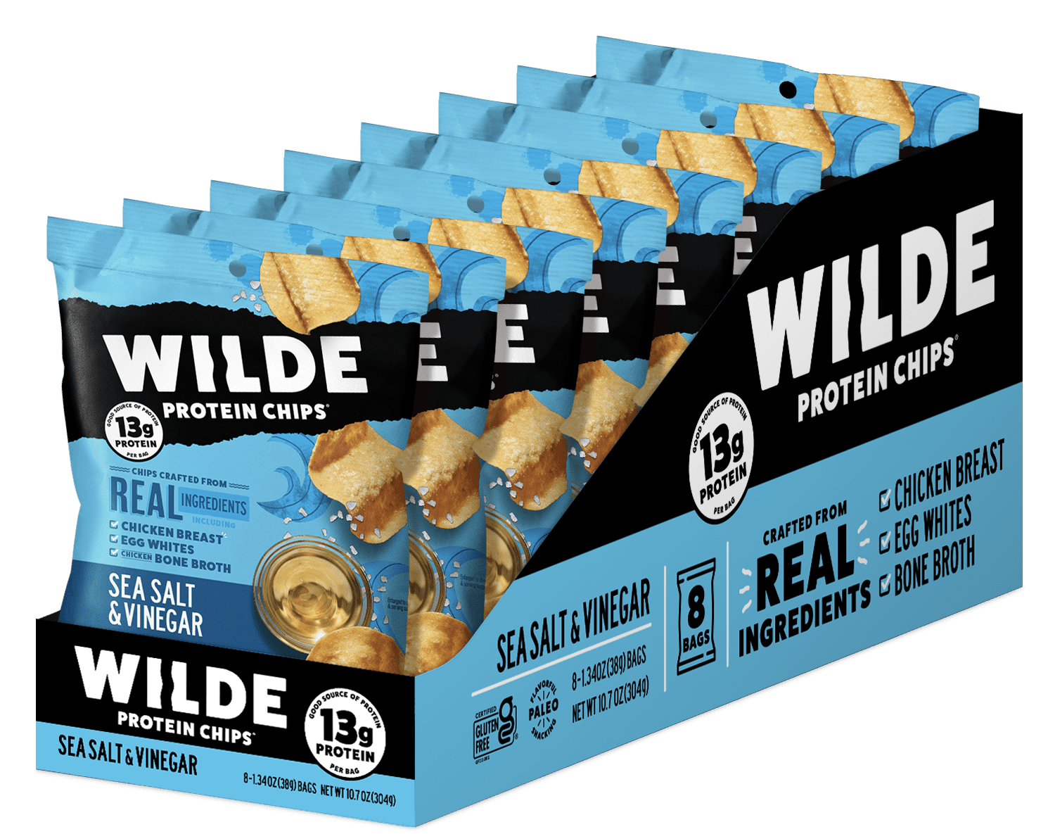 WILDE Sea Salt & Vinegar Protein Chips, Keto-Friendly Snack, 8 Units (8-1,34 Oz) - Walmart.com