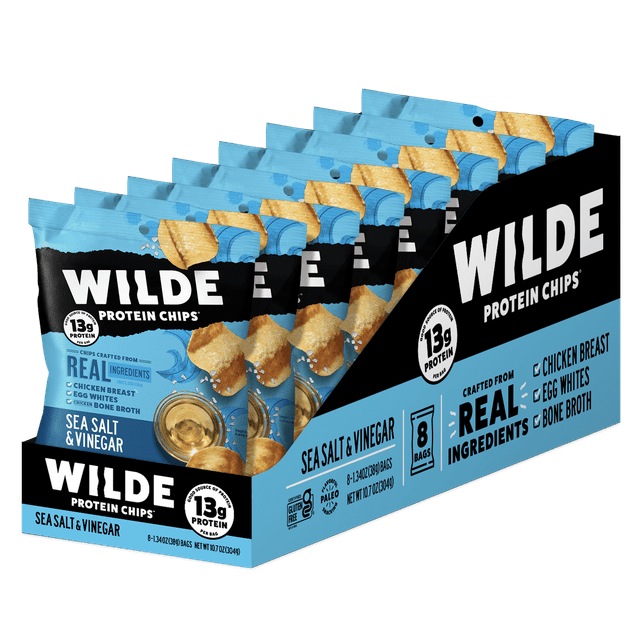 WILDE Sea Salt & Vinegar Protein Chips, Keto-Friendly Snack, 8 Units (8 ...