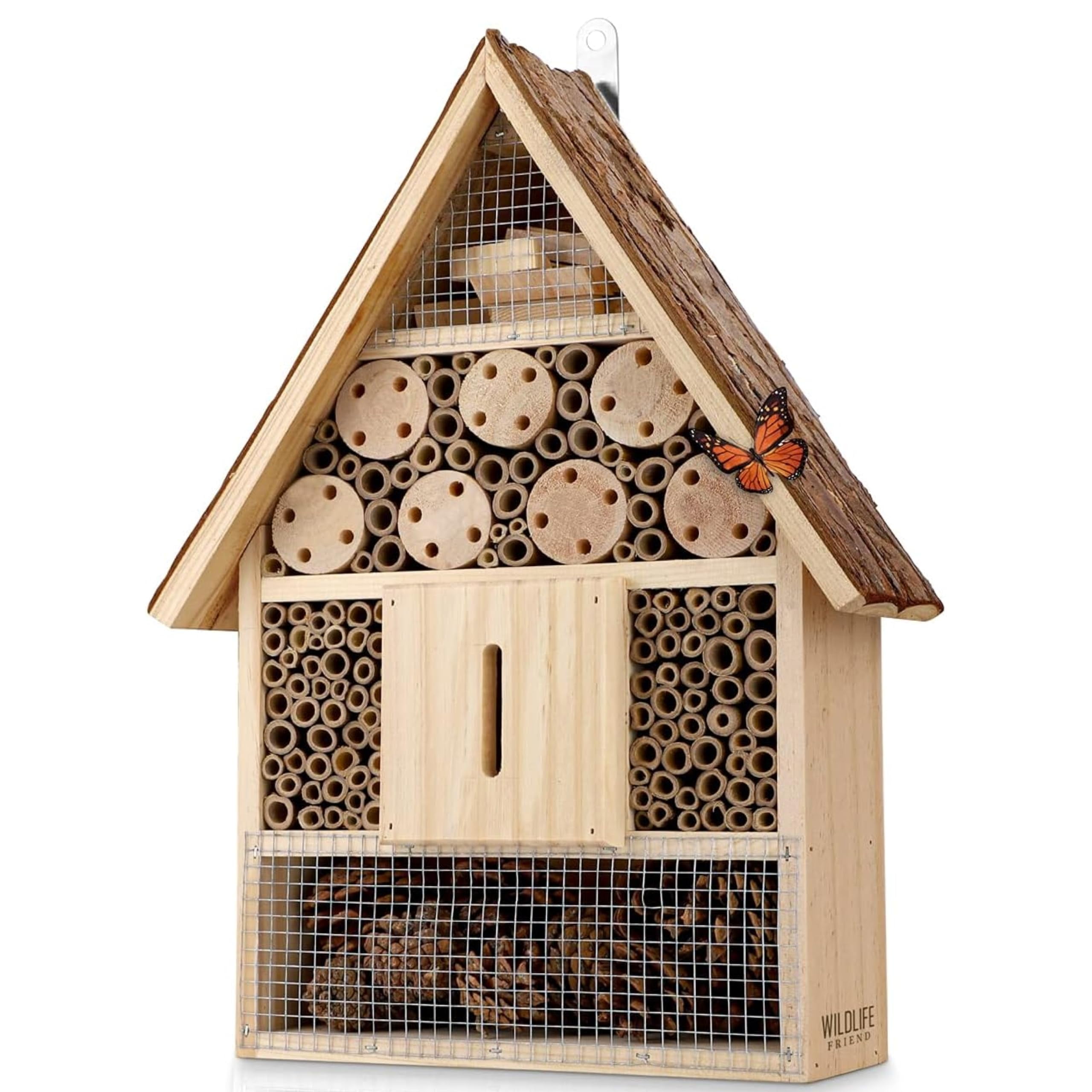 WILDLIFE FRIEND I Large Insect Hotel with bark roof Natural ...